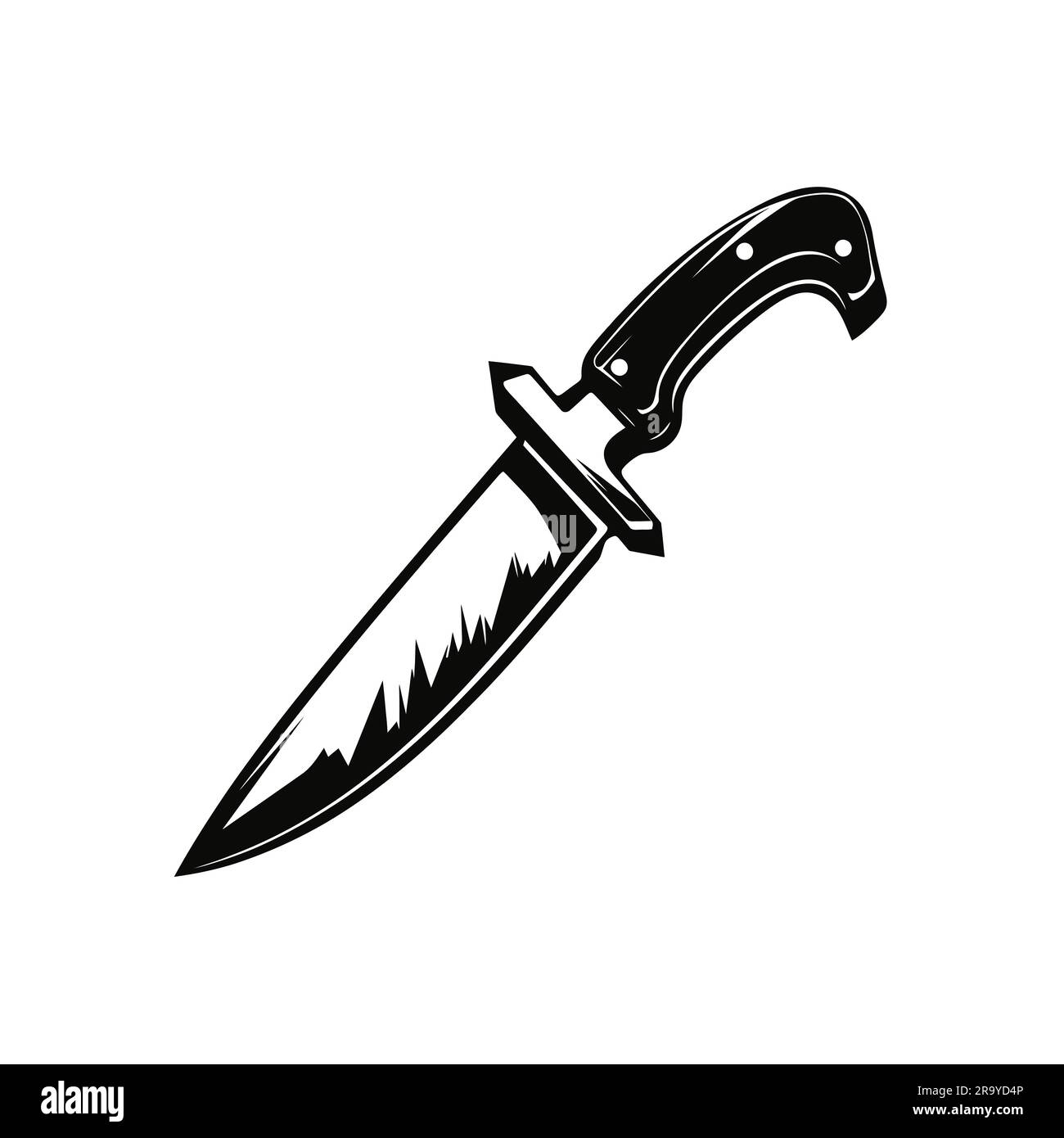 Black knife icon in flat style isolated on white background. Hunting ...