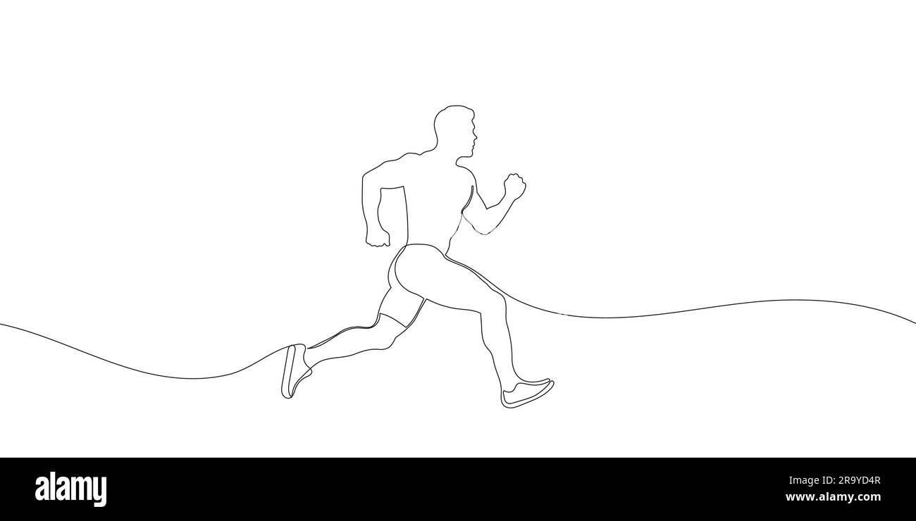 Continuous one line drawing of a running sportsman. Sports running ... Continuous one line drawing of a running sportsman. Sports running ...