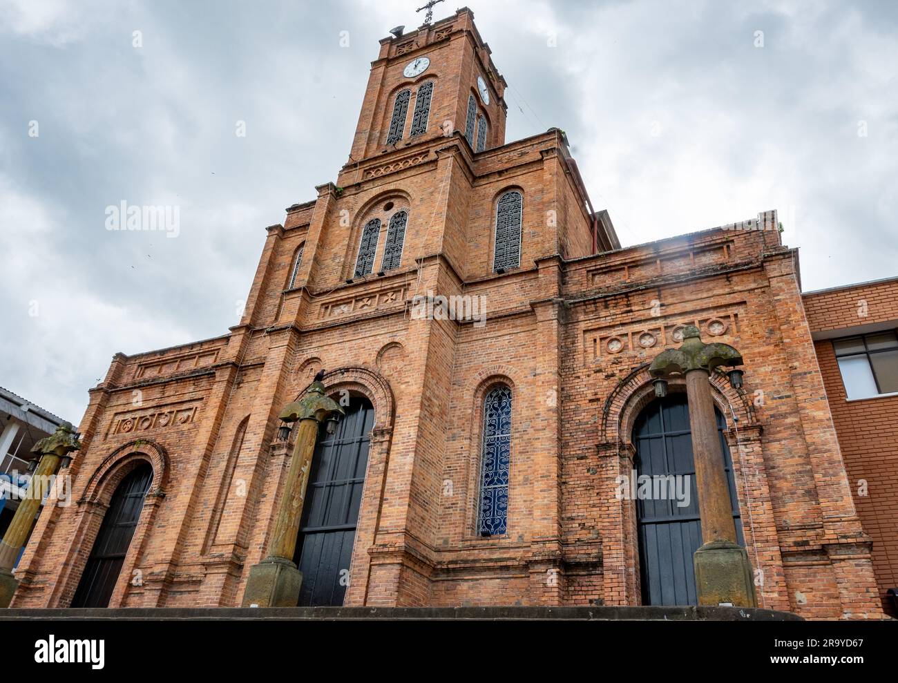 Church in the town center of San Vincente de Chucuri. Colombia, South ...