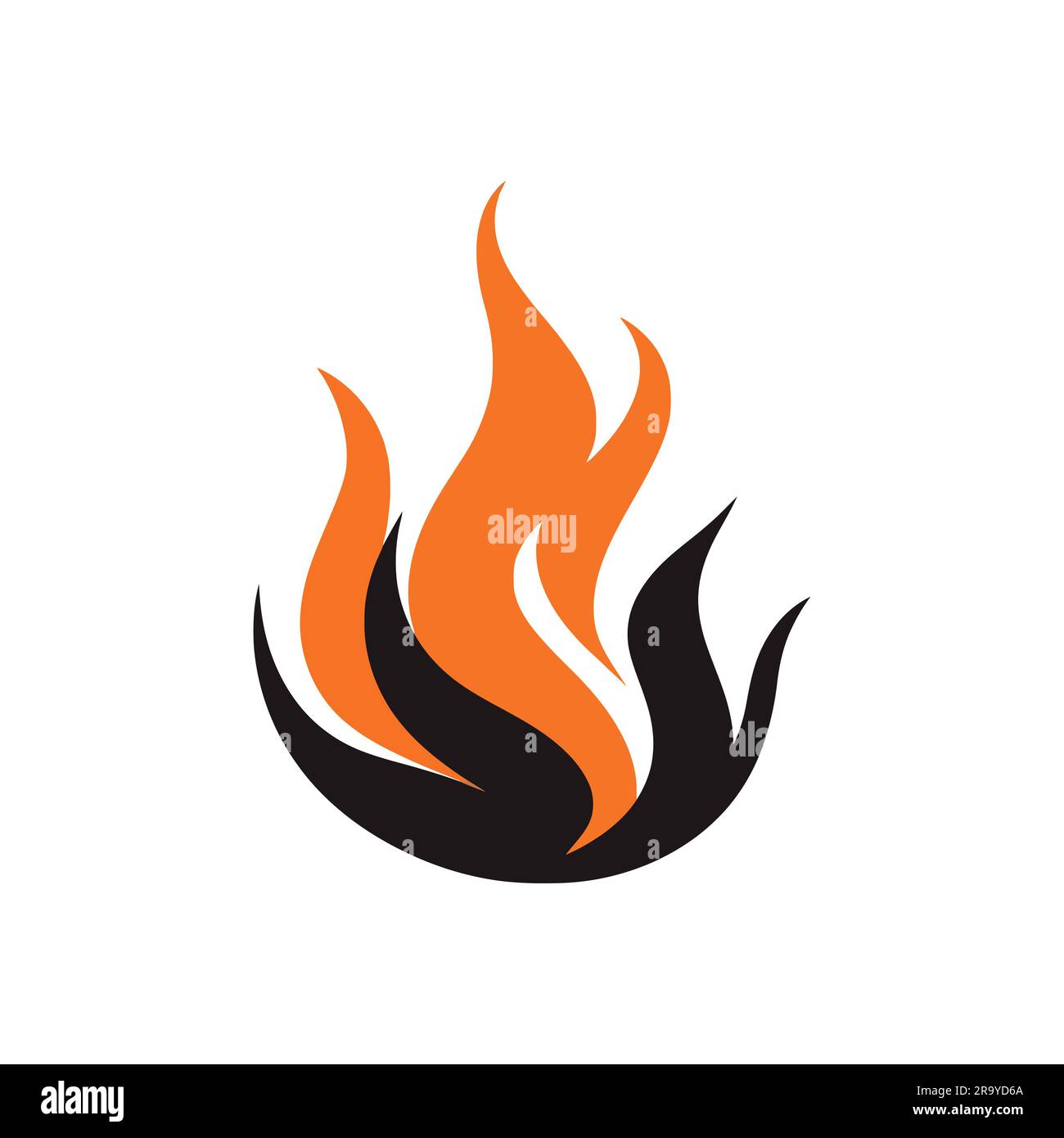 Fire Flames in scarlet style on a white background. Flat fire. Fire ...