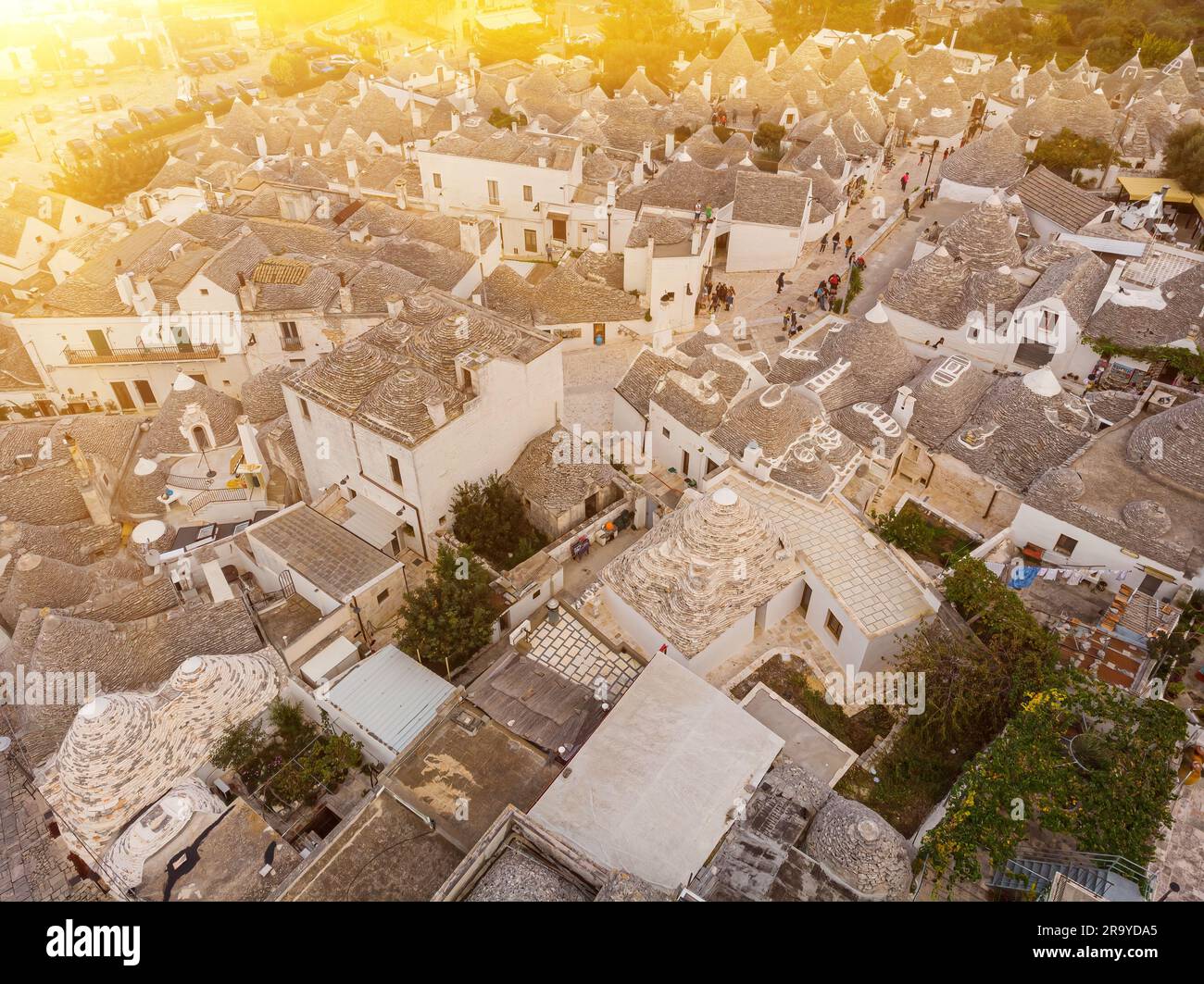 Aerial view of Alberobello, city of Trulli in Itria Valley, Puglia ...