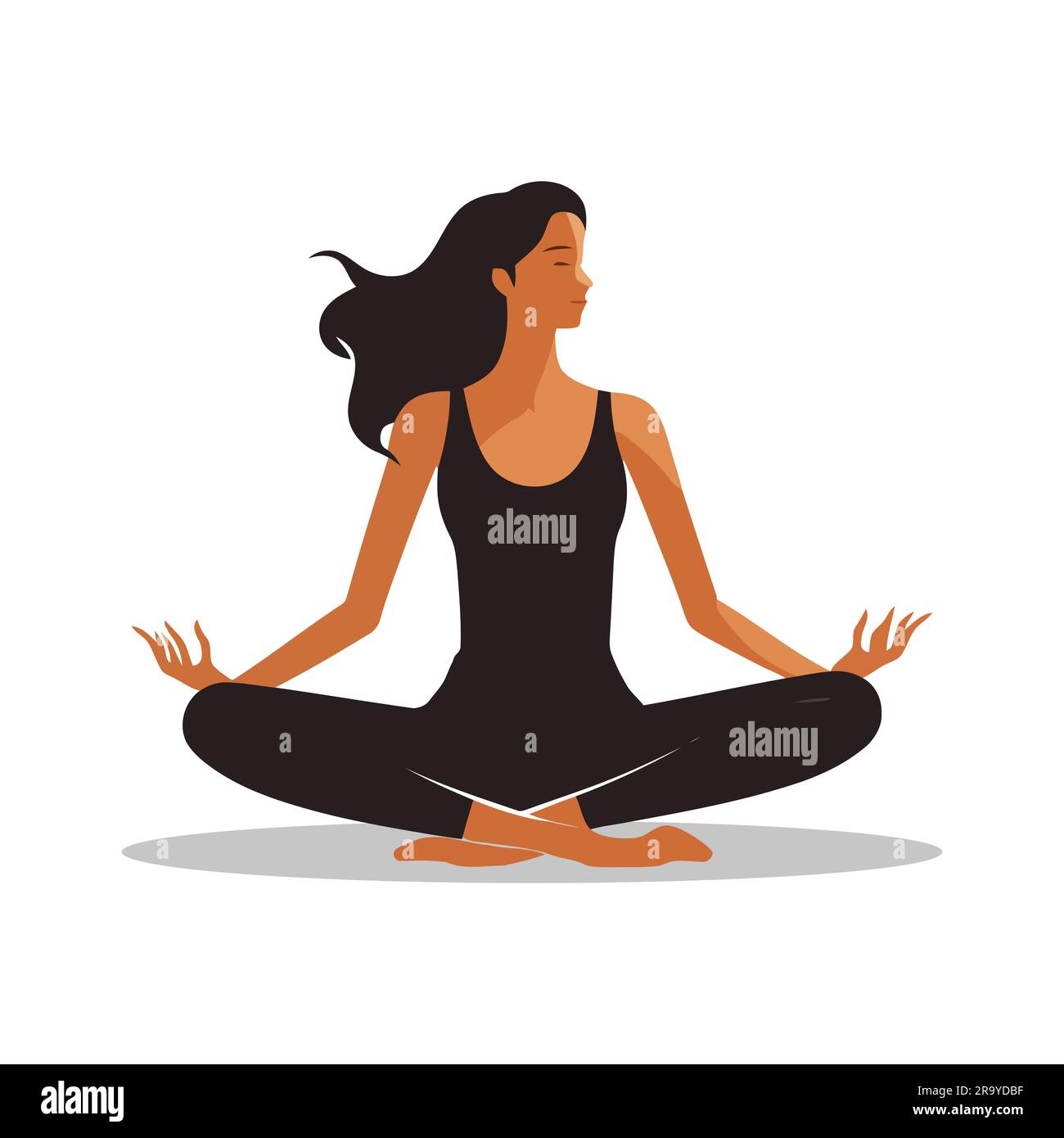 A woman sitting in the lotus position. Flat style logo isolated on ...