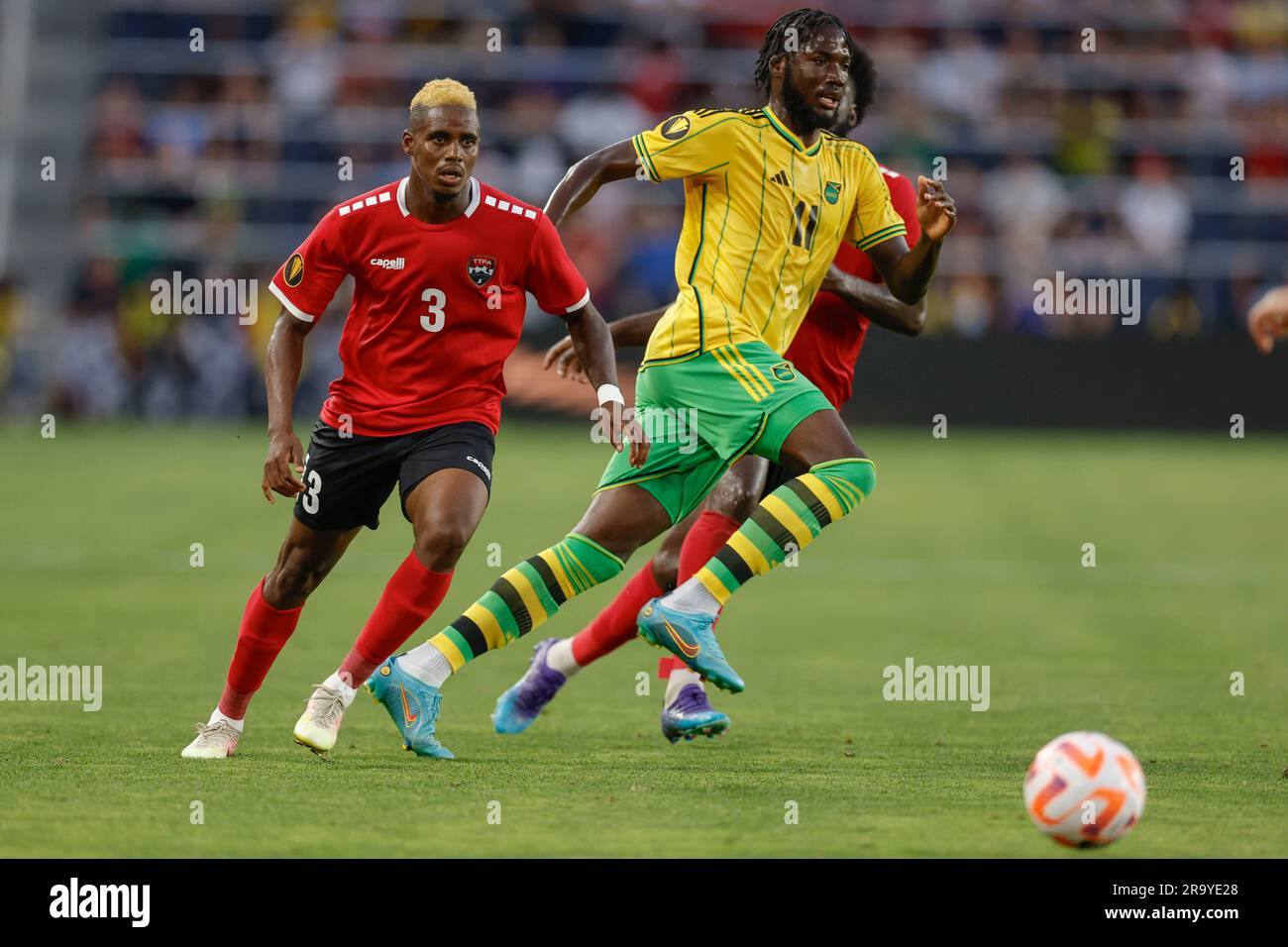 St. Louis, MO. USA; Jamaica forward Shamar Nicholson (11) dribbles away ...