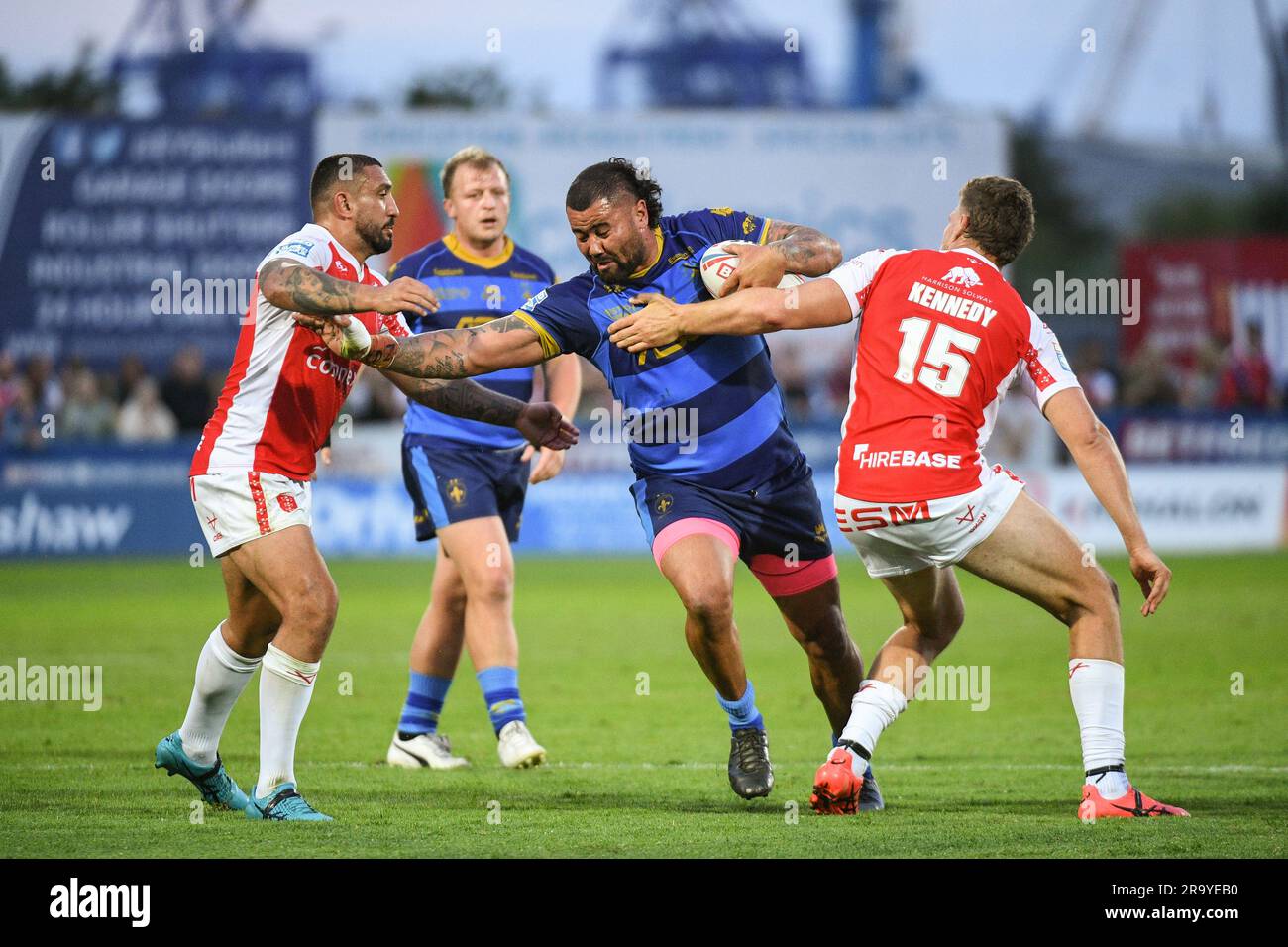 Hull, England - 23rd June 2023 - Wakefield Trinity's David Fifita takes ...