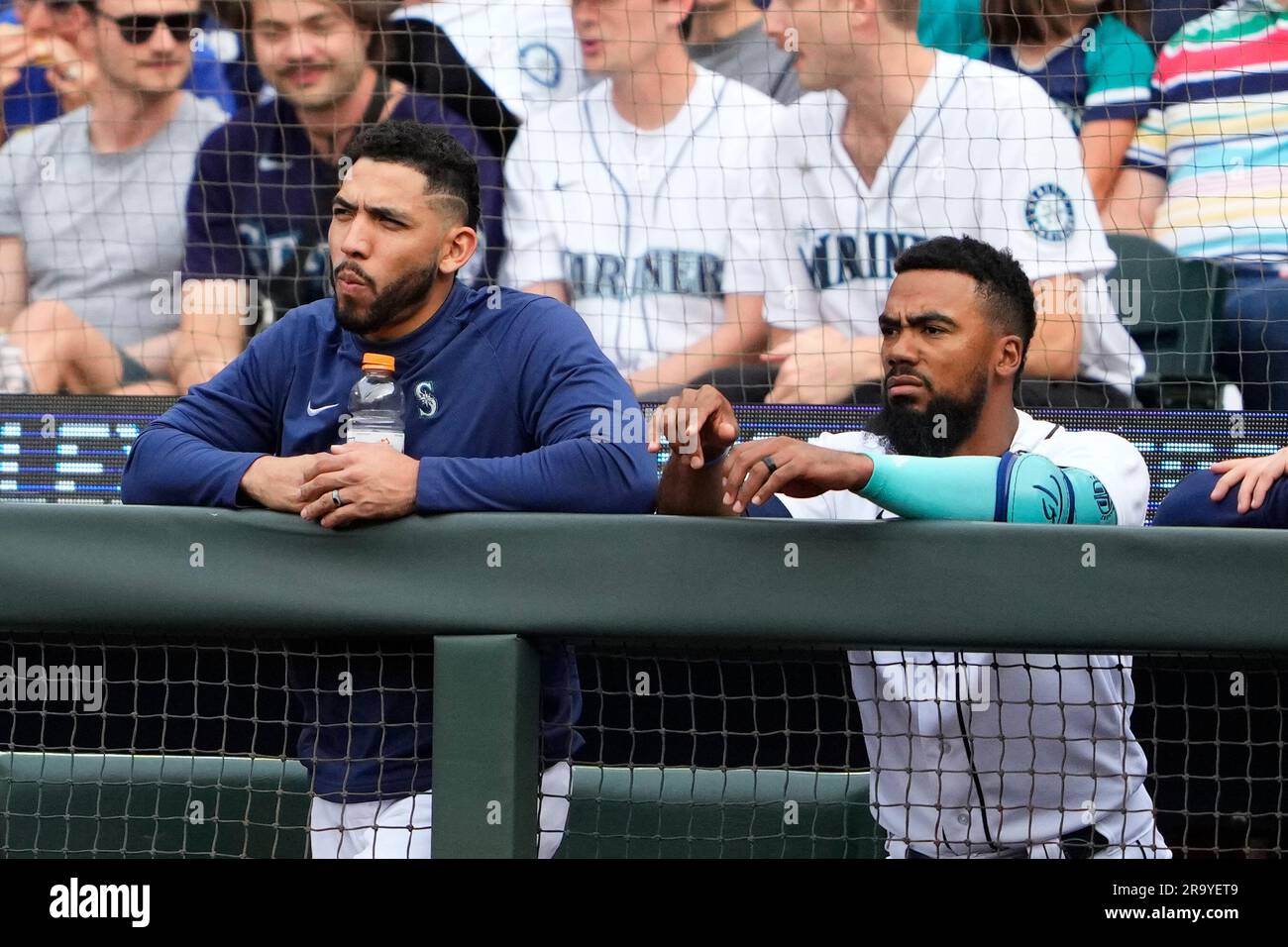Seattle Mariners second baseman Jose Caballero stands with right ...