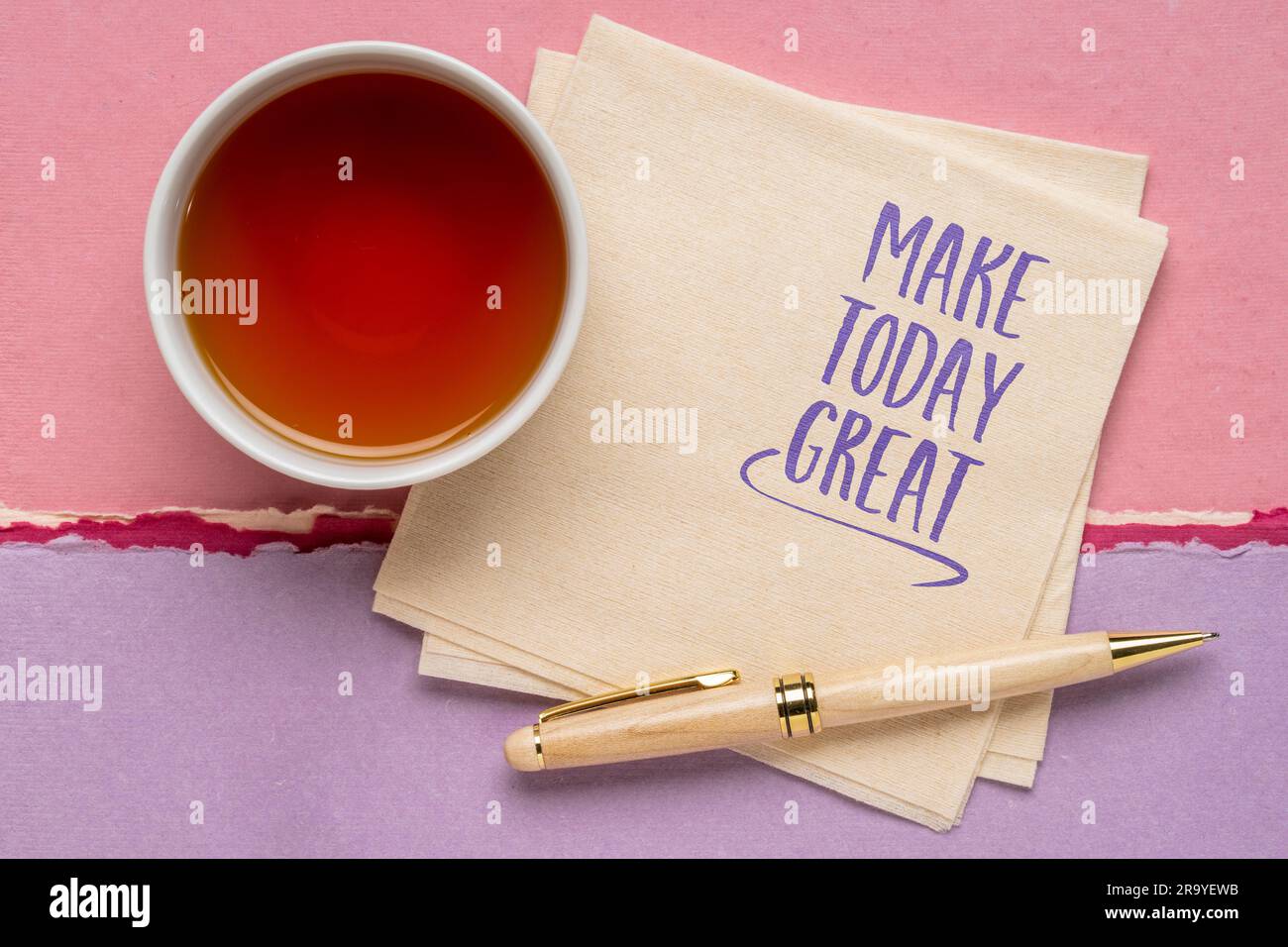 make today great - cheerful, inspirational note on a napkin, motivation ...