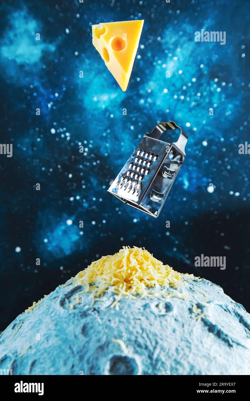 Levitating Grater And A Piece Of Cheese Pseudo Scientific Theory About The Origin Of The Moon