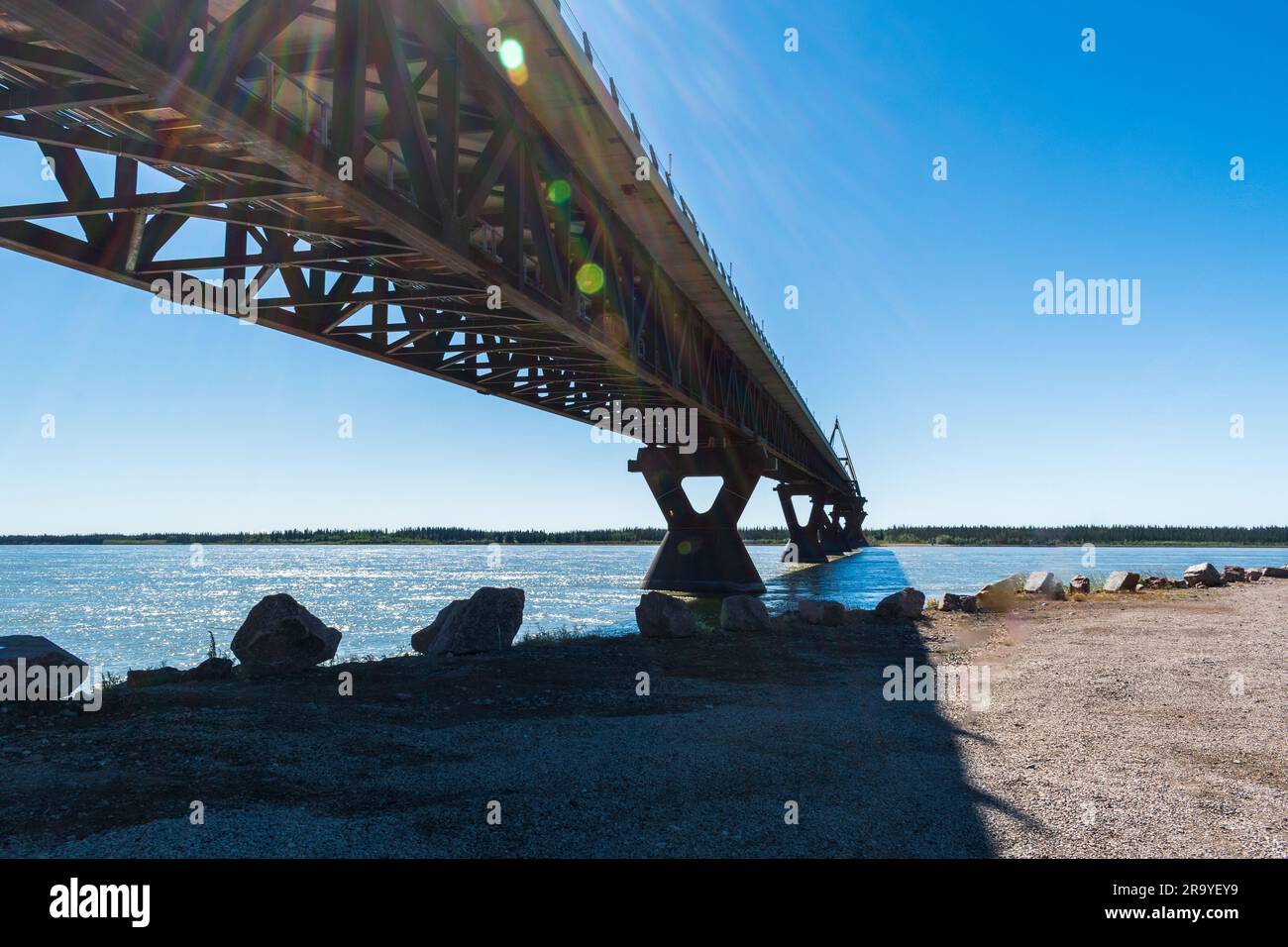 The Deh Cho Bridge crosses the might Mackenzie River near Fort ...