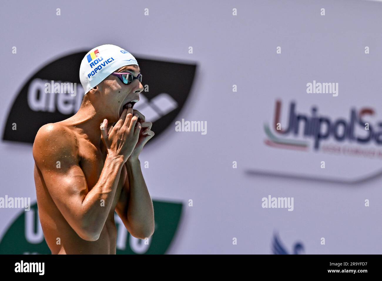 David Popovici of Romania competes in the 100m Freestyle Men Heats ...