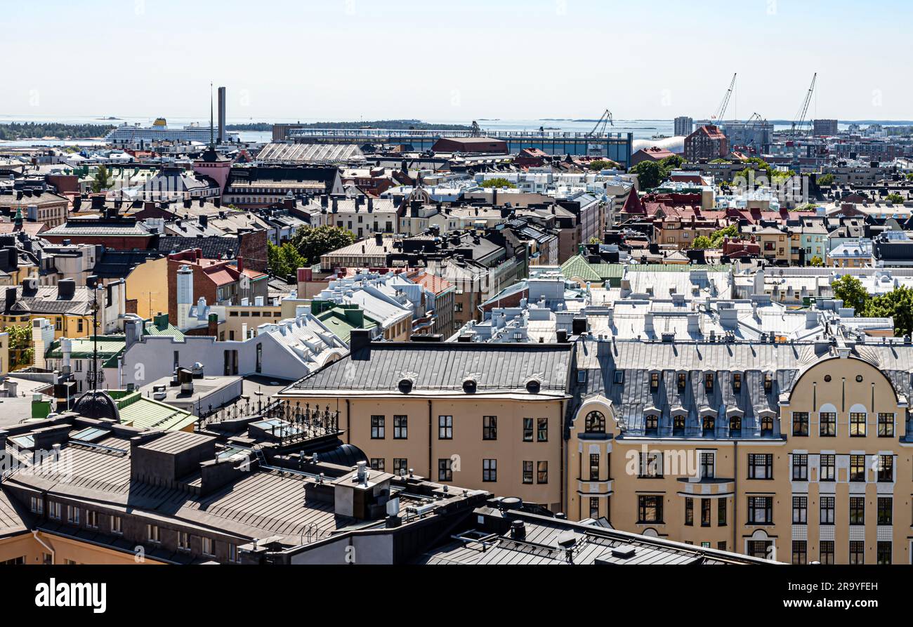 View of Punavuori, Ullanlinna, Eira and Hietalahti from the fire ...