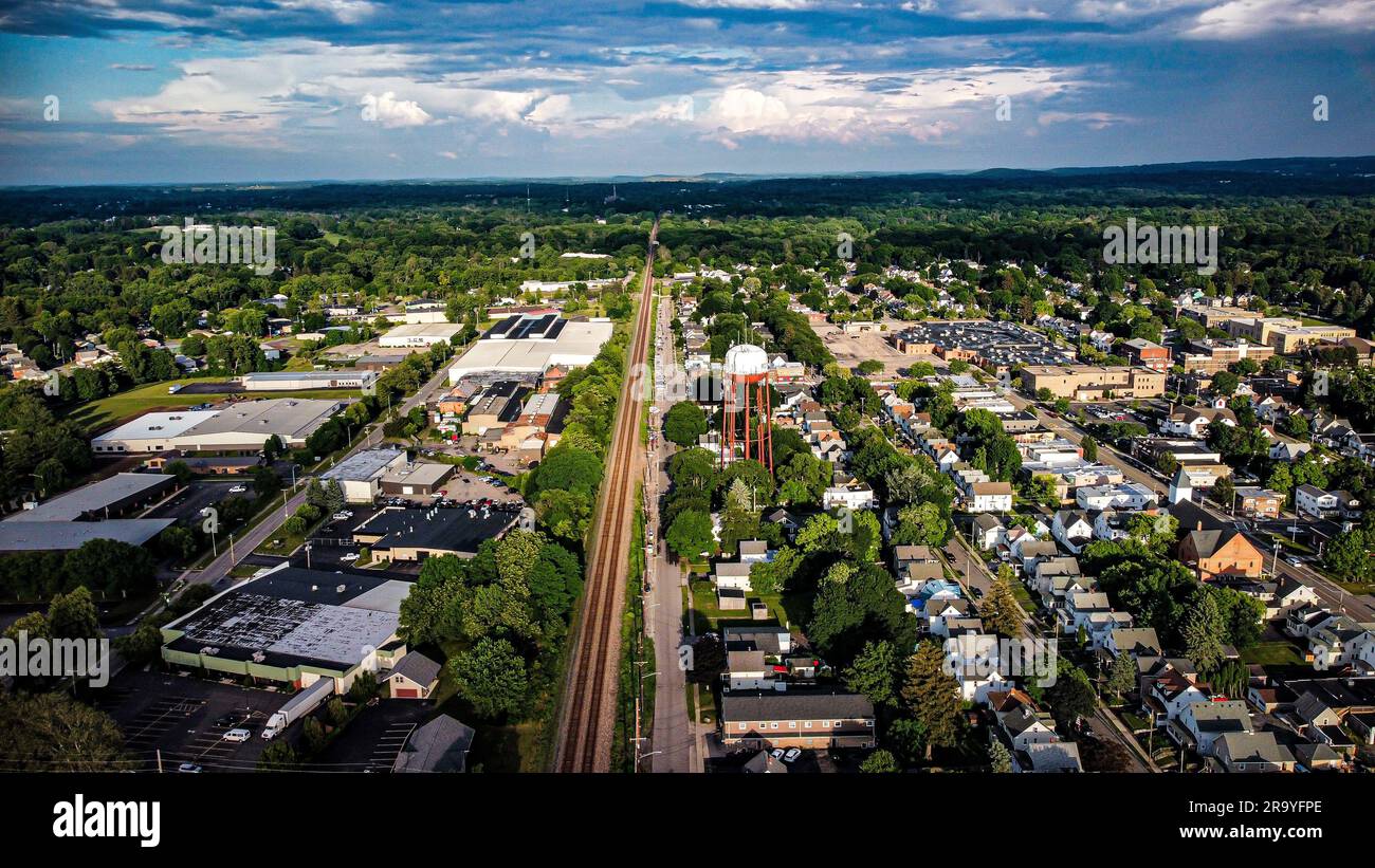 Aerial view urban train tracks hi-res stock photography and images - Alamy