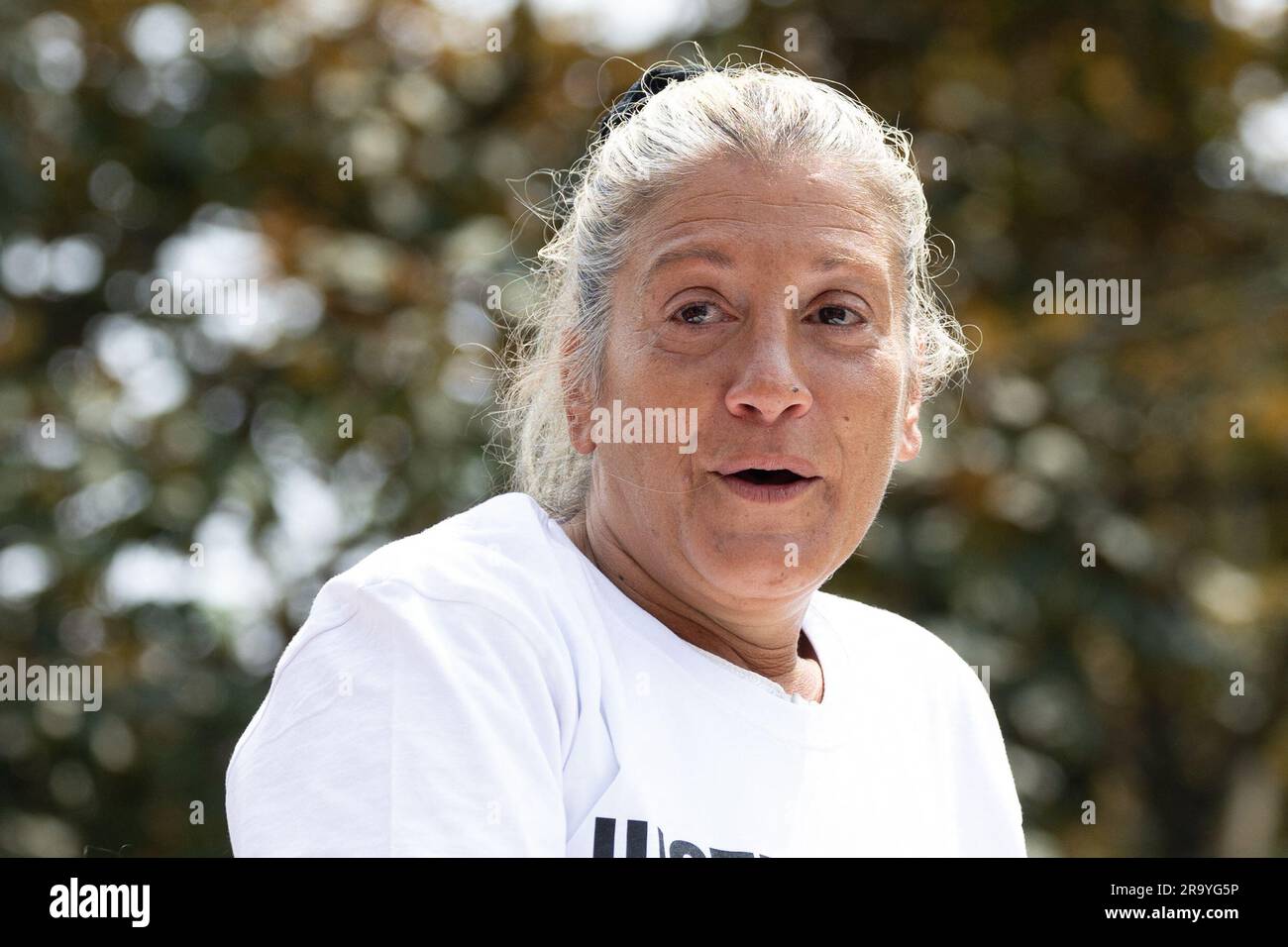 Mounia Merzouk, the mother of Nahel, a teenage driver shot dead by a ...