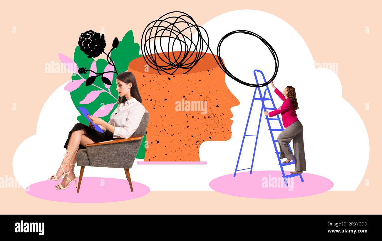 Young women, employees working on their mental health, caring about ...
