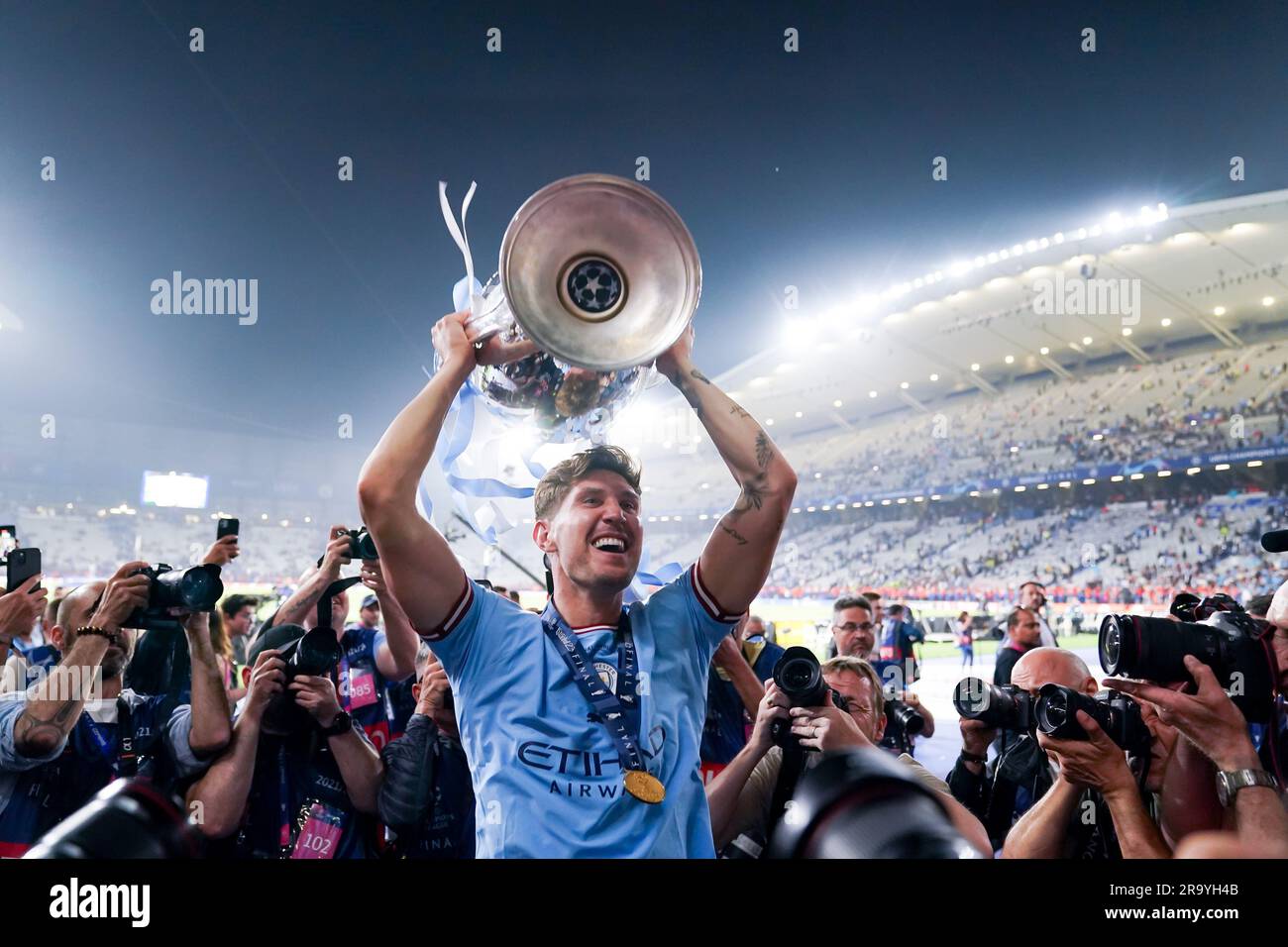 Istanbul, Turkey. 10th June, 2023. Photographers surround John Stones ...