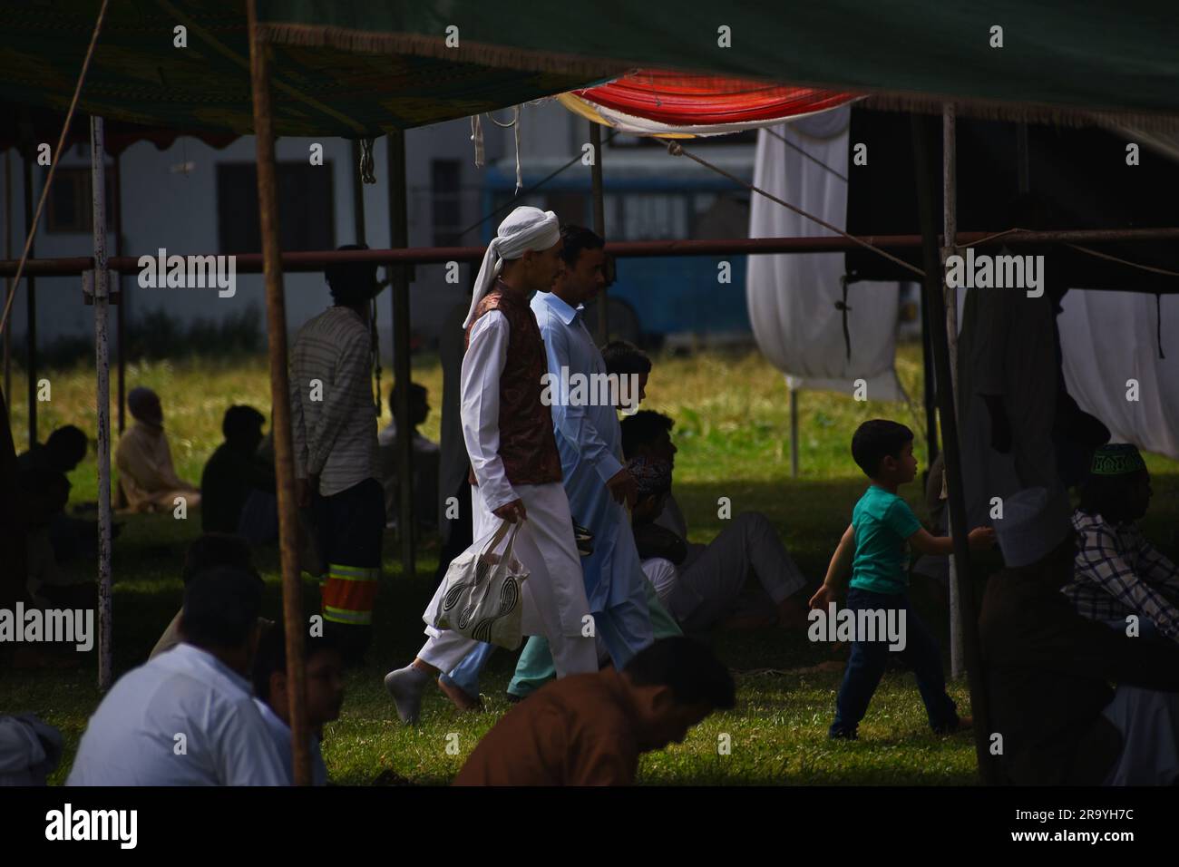 June 29, 2023, Srinagar, Jammu and Kashmir, India: Kashmiri Muslims seen performing Eid al-Adha ...