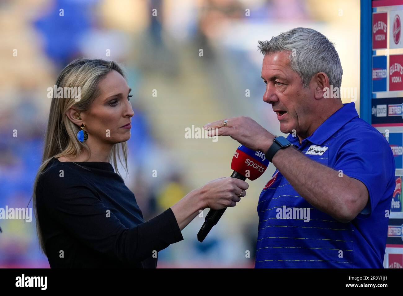 Sky Sports presenter Jenna Brooks interviews Daryl Powell Head Coach of ...
