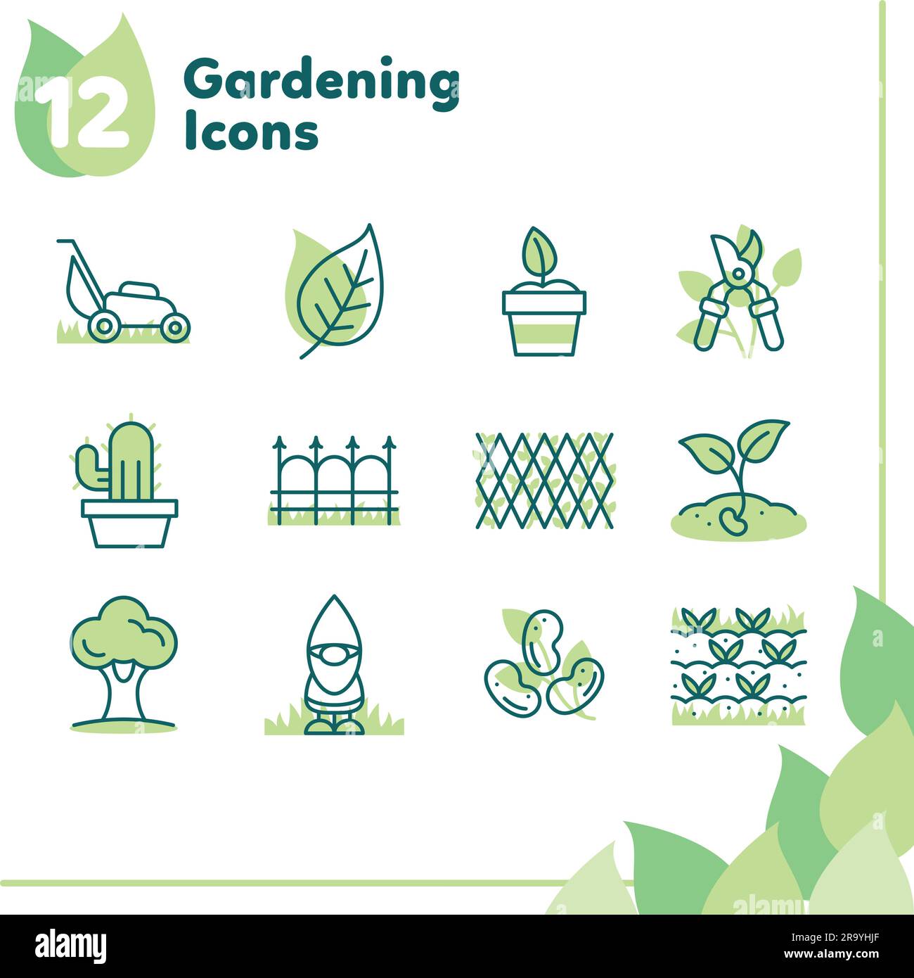 Set of different colored gardening icons Vector Stock Vector Image ...