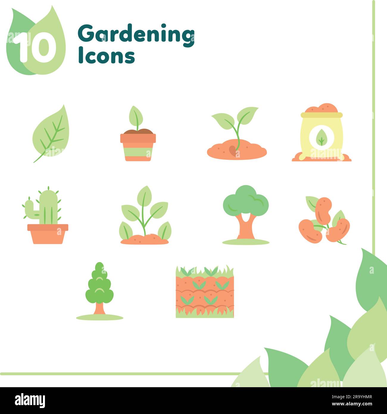 Set of different colored gardening icons Vector Stock Vector Image ...