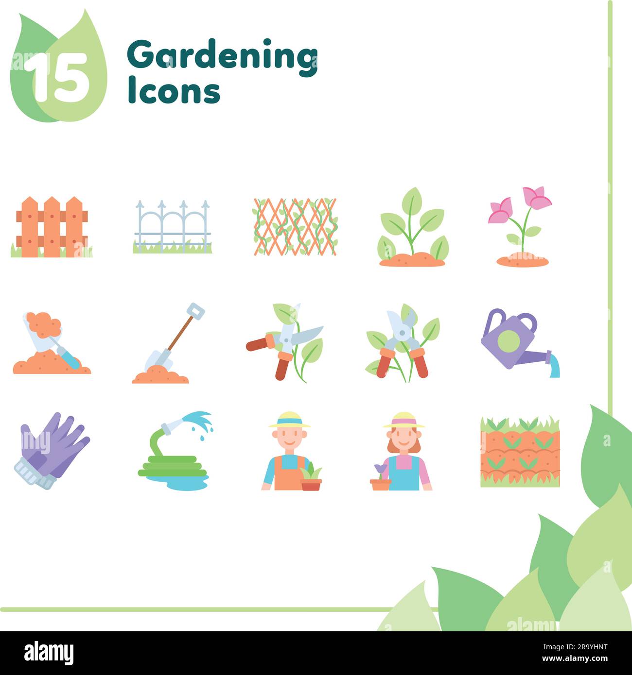 Set of different colored gardening icons Vector Stock Vector Image ...