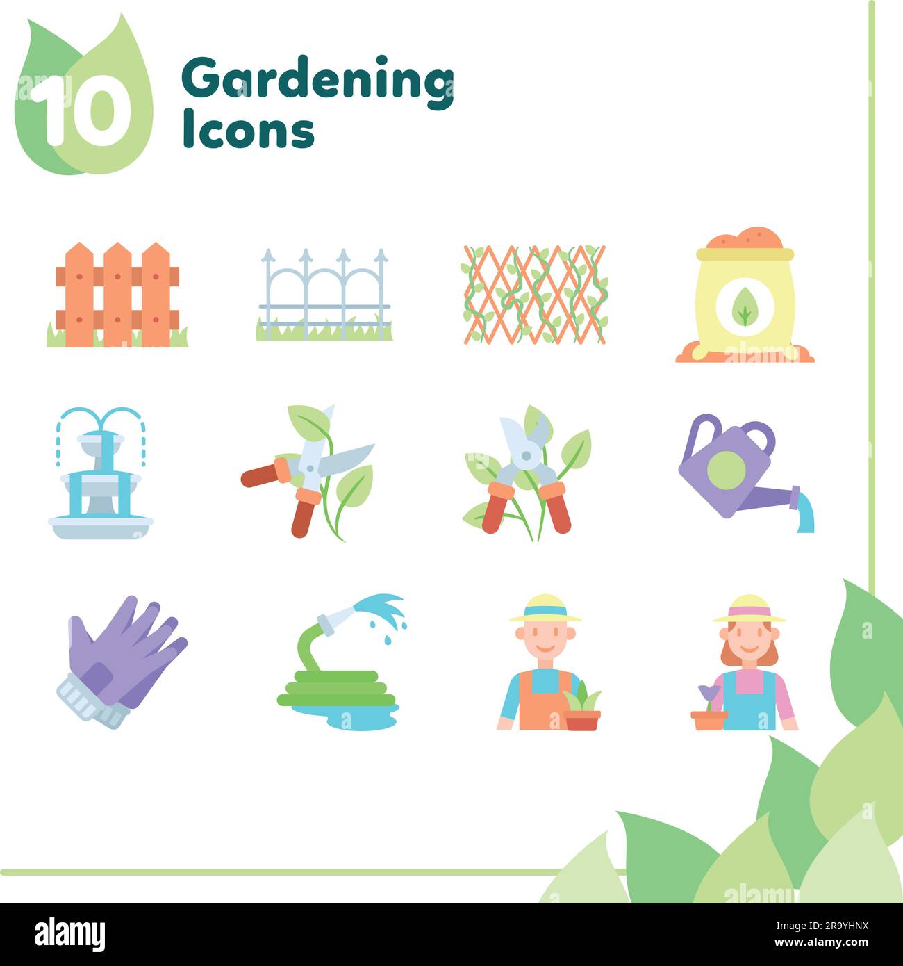 Set of different colored gardening icons Vector Stock Vector Image ...