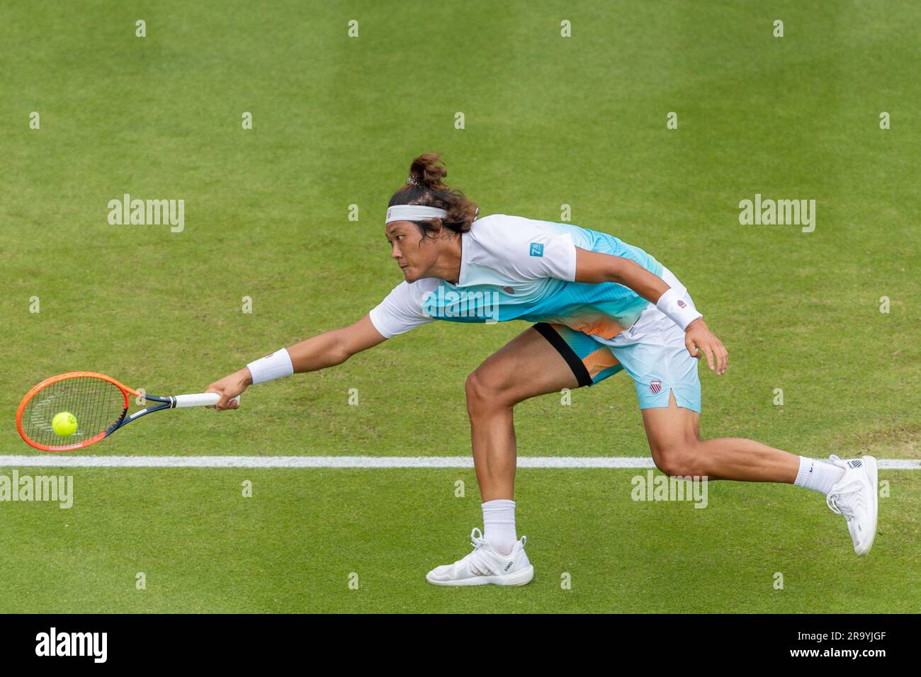 Eastbourne, England 29 June 2023 Zhizhen Zhang of China during the game ...