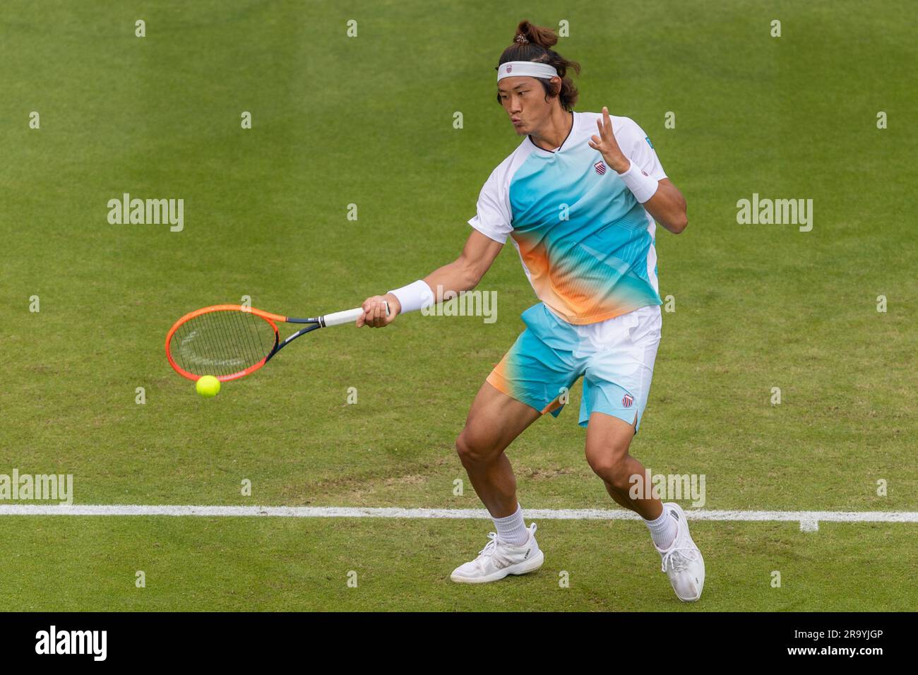 Eastbourne, England 29 June 2023 Zhizhen Zhang of China during the game ...