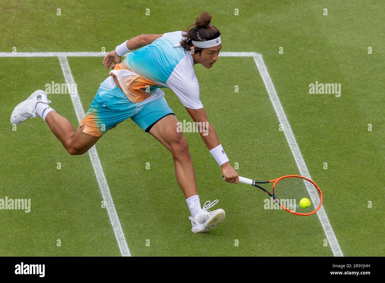 Eastbourne, England 29 June 2023 Zhizhen Zhang of China during the game ...