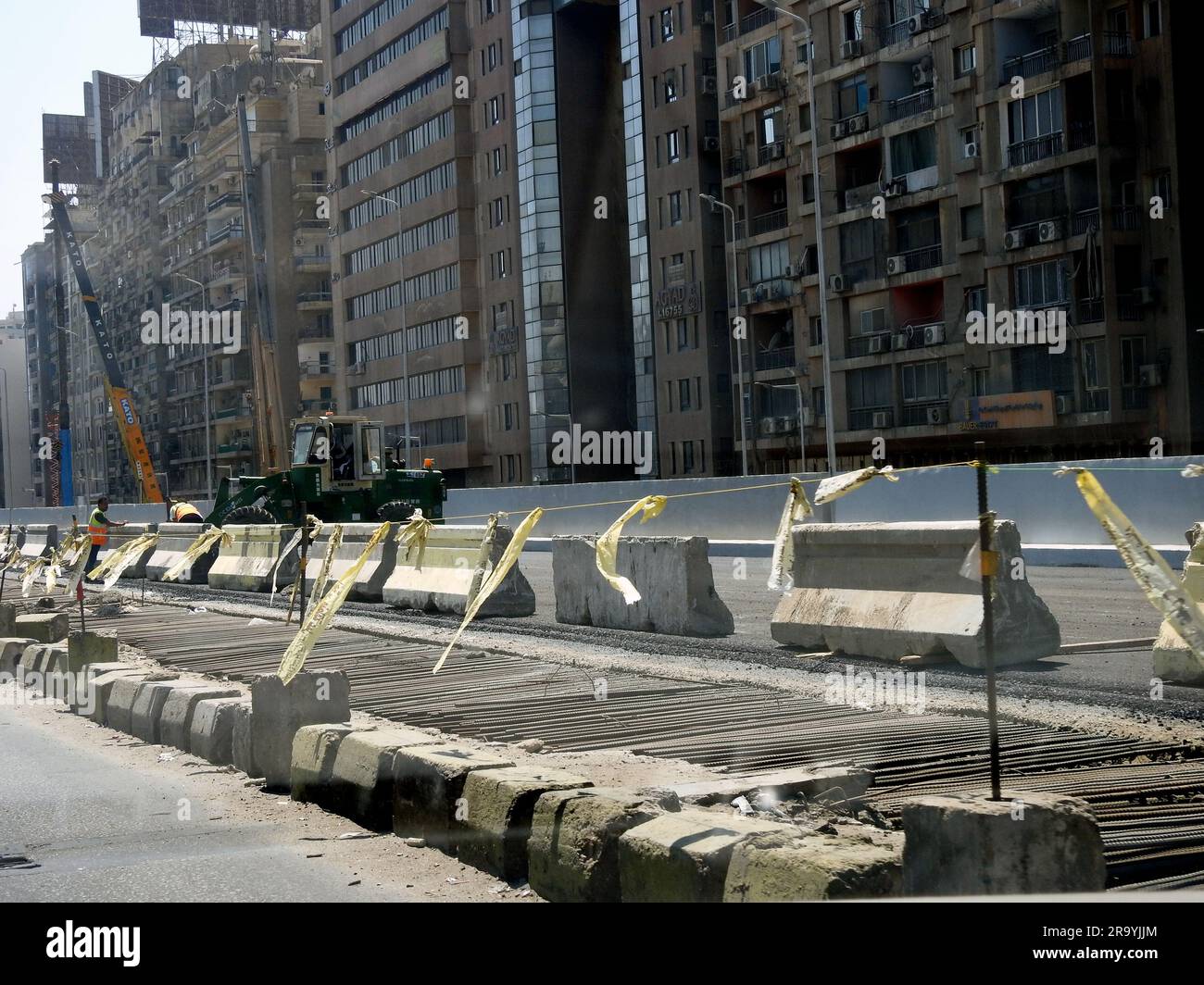 Cairo, Egypt, June 23 2023: The 15th of May bridge development project ...