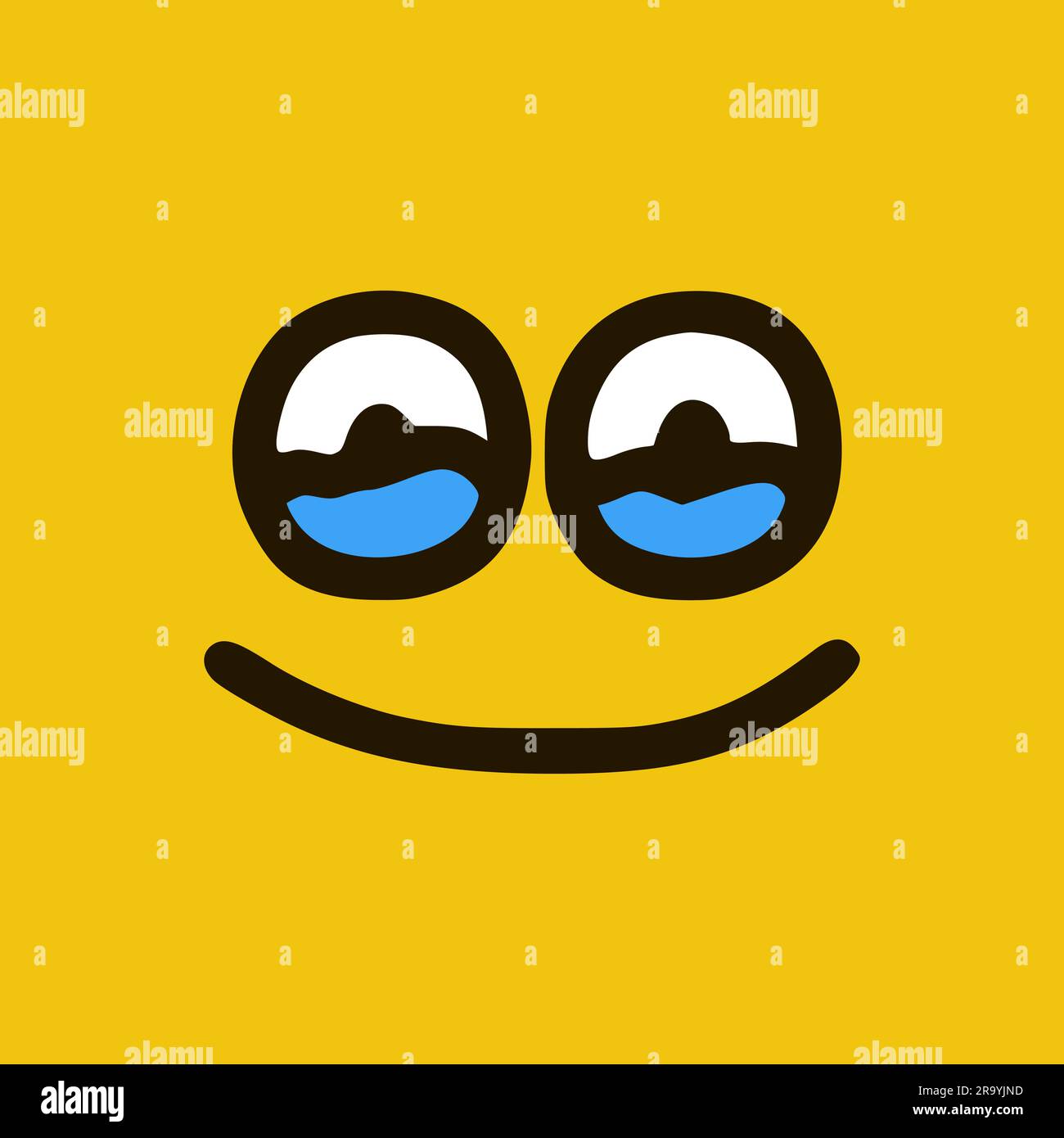 Happy crying emoticon in doodle style. Cartoon face expressions ...