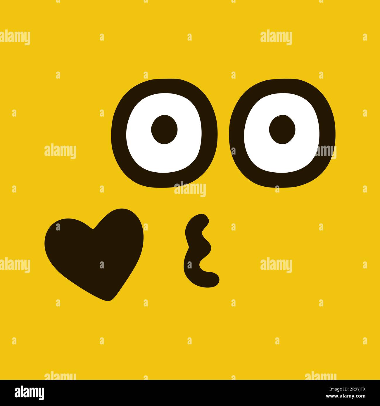 Kissing emoticon in doodle style. Cartoon face expressions isolated on ...
