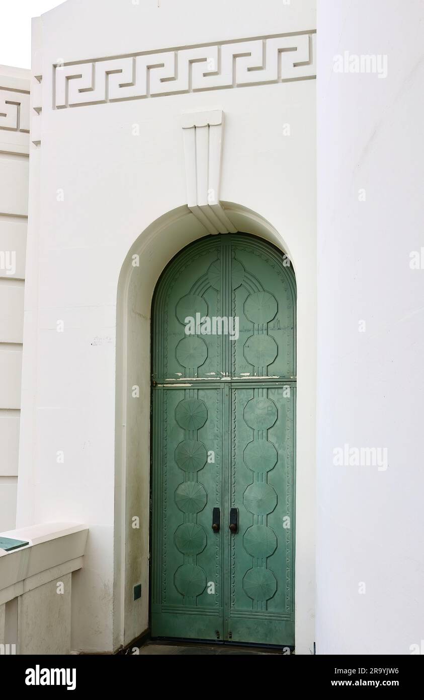 Green decorative door on the roof of the Griffith Observatory Los ...