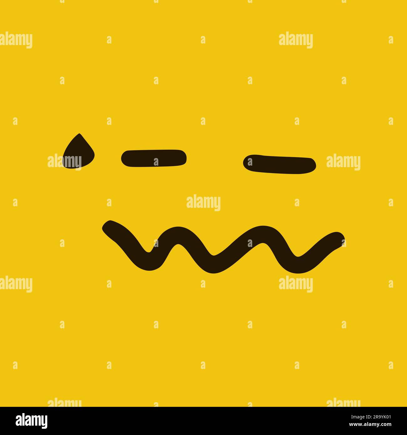 Sad emoticon in doodle style. Cartoon face expressions isolated on ...