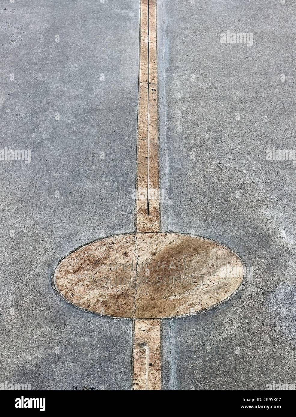 Stone and bronze line marking the Spring/Fall equinox sunset Griffith ...