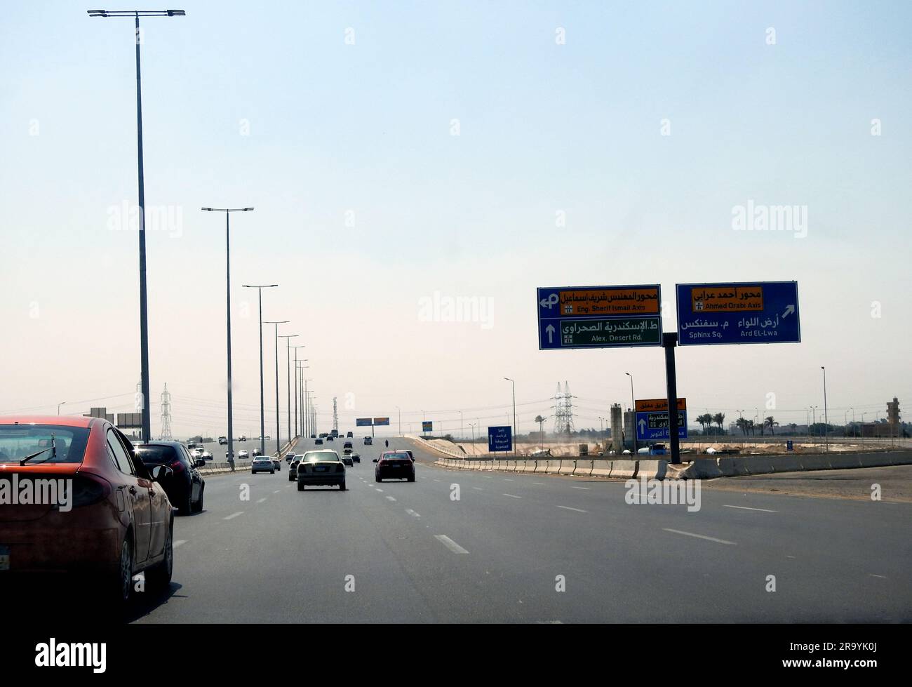 Giza, Egypt, June 23 2023: corridor road development project includes ...