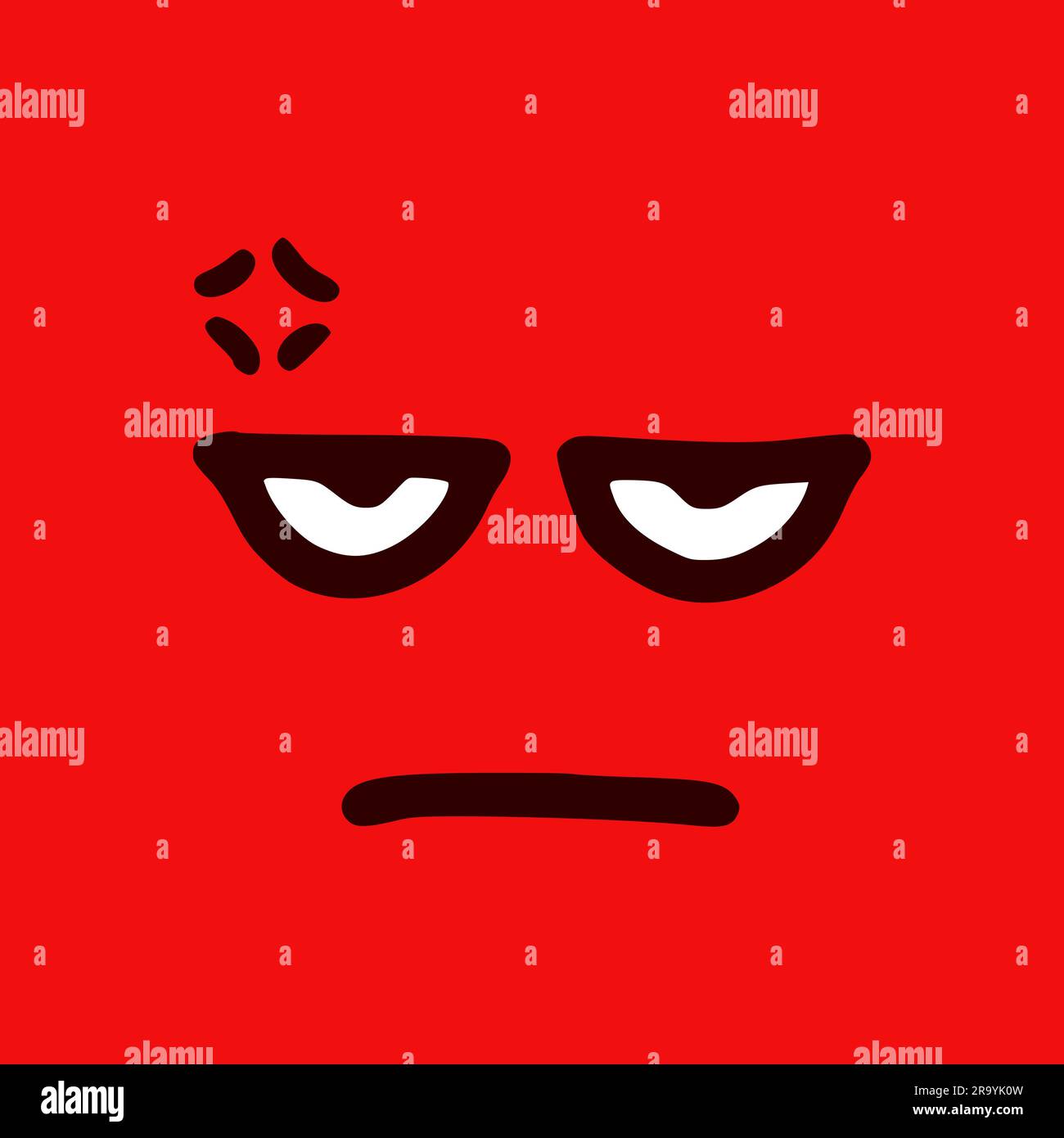 Angry emoticon in doodle style. Cartoon face expressions isolated on ...