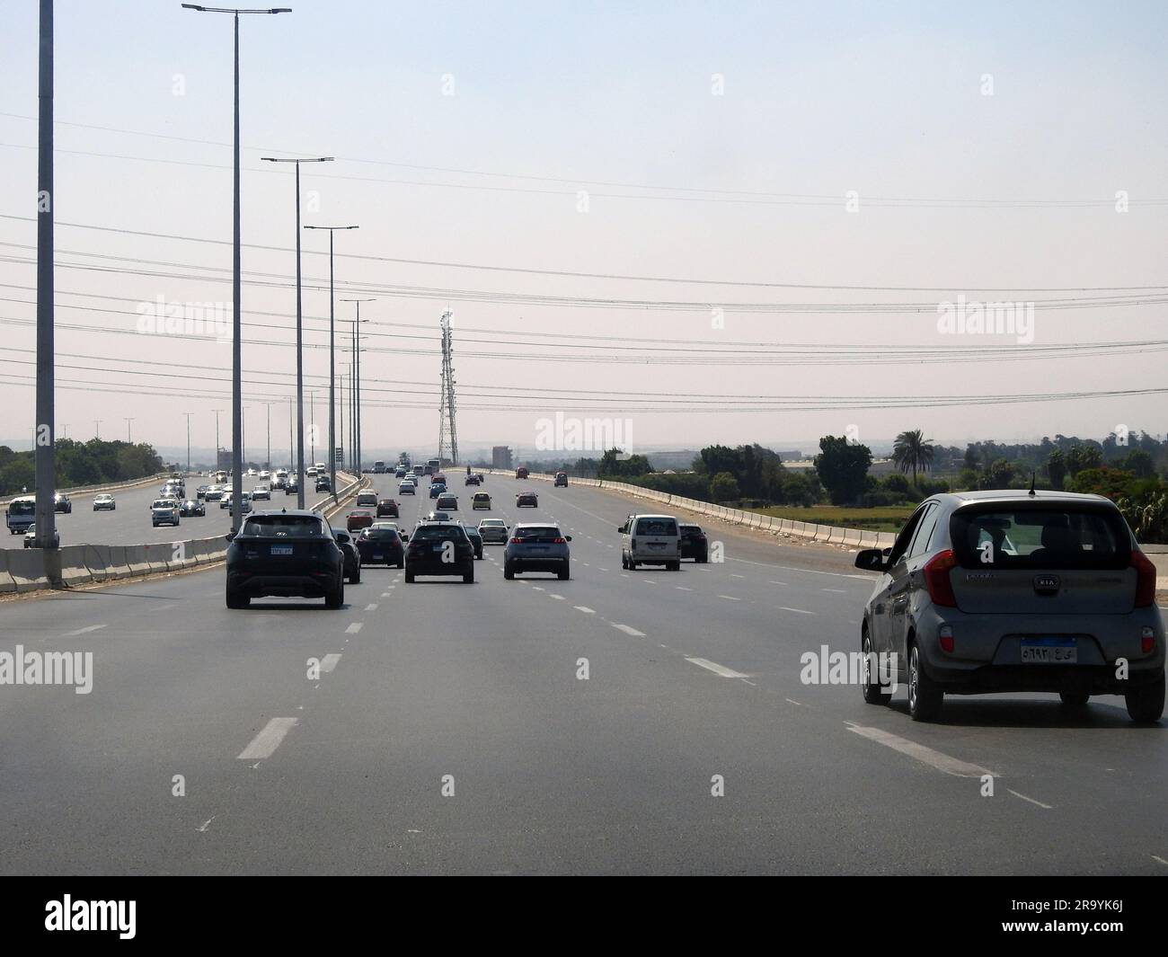 Giza, Egypt, June 23 2023: corridor road development project includes ...