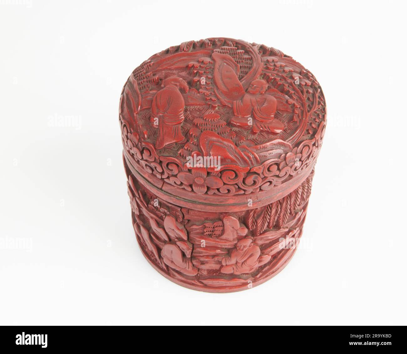 Antique Chinese cinnabar lacquer tea caddy box Stock Photo - Alamy