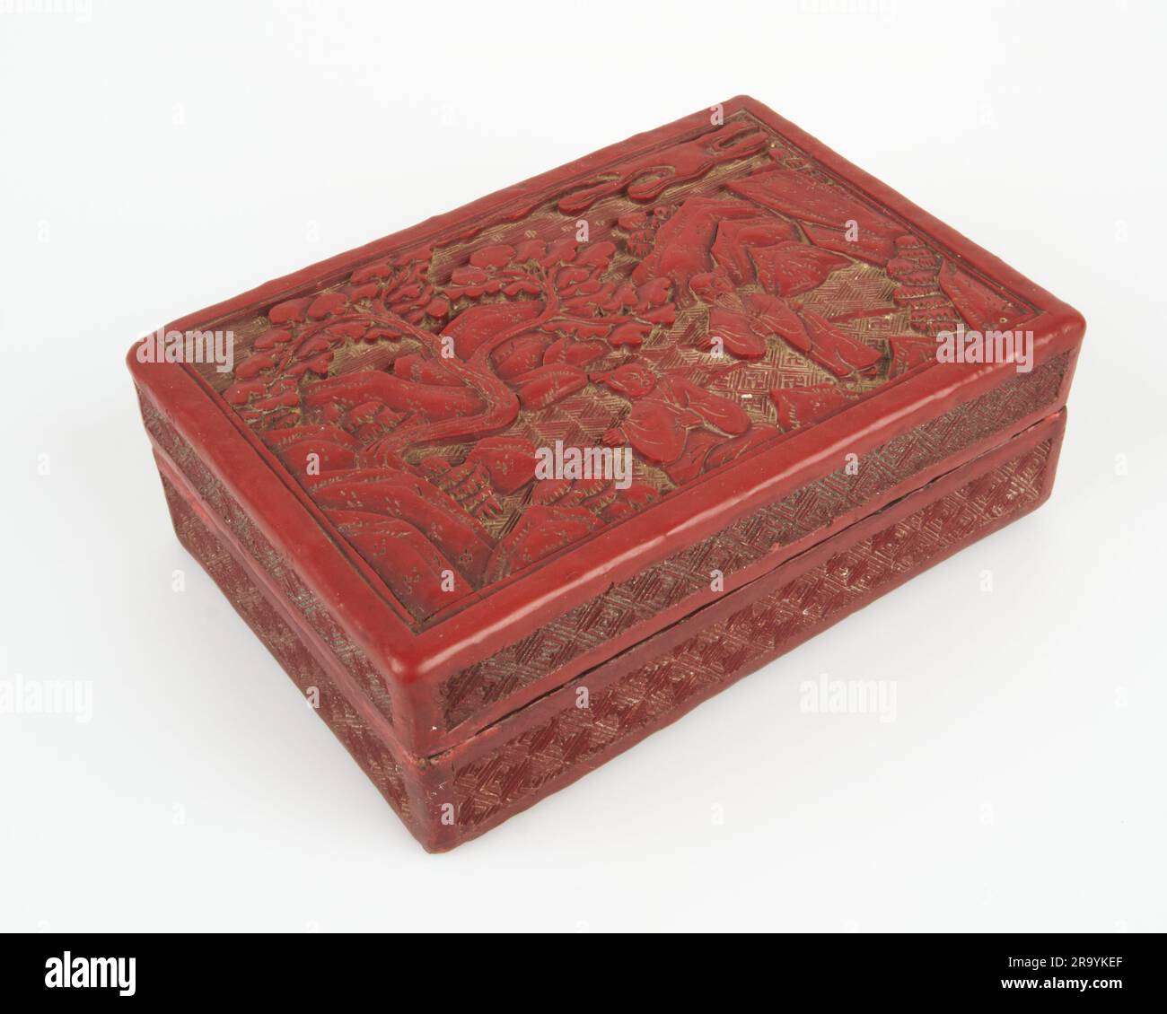 Antique Chinese carved cinnabar lacquer rectangular box Stock Photo - Alamy