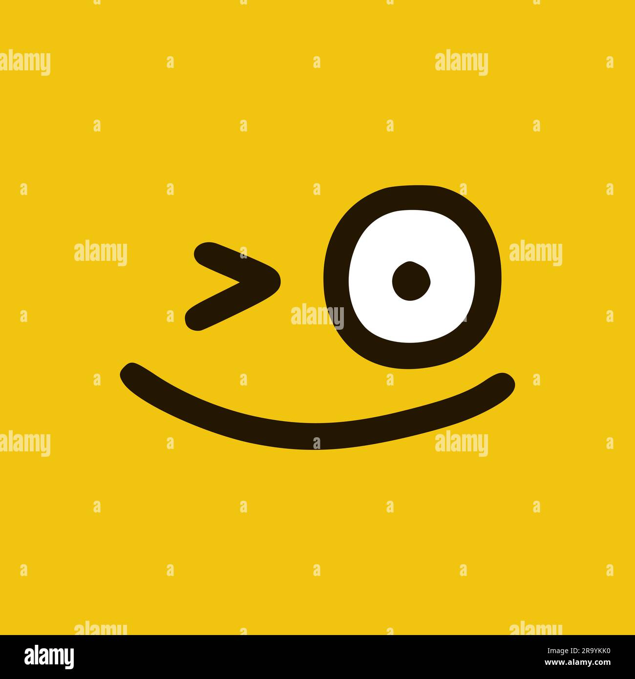 Winking emoticon in doodle style. Cartoon face expressions isolated on ...