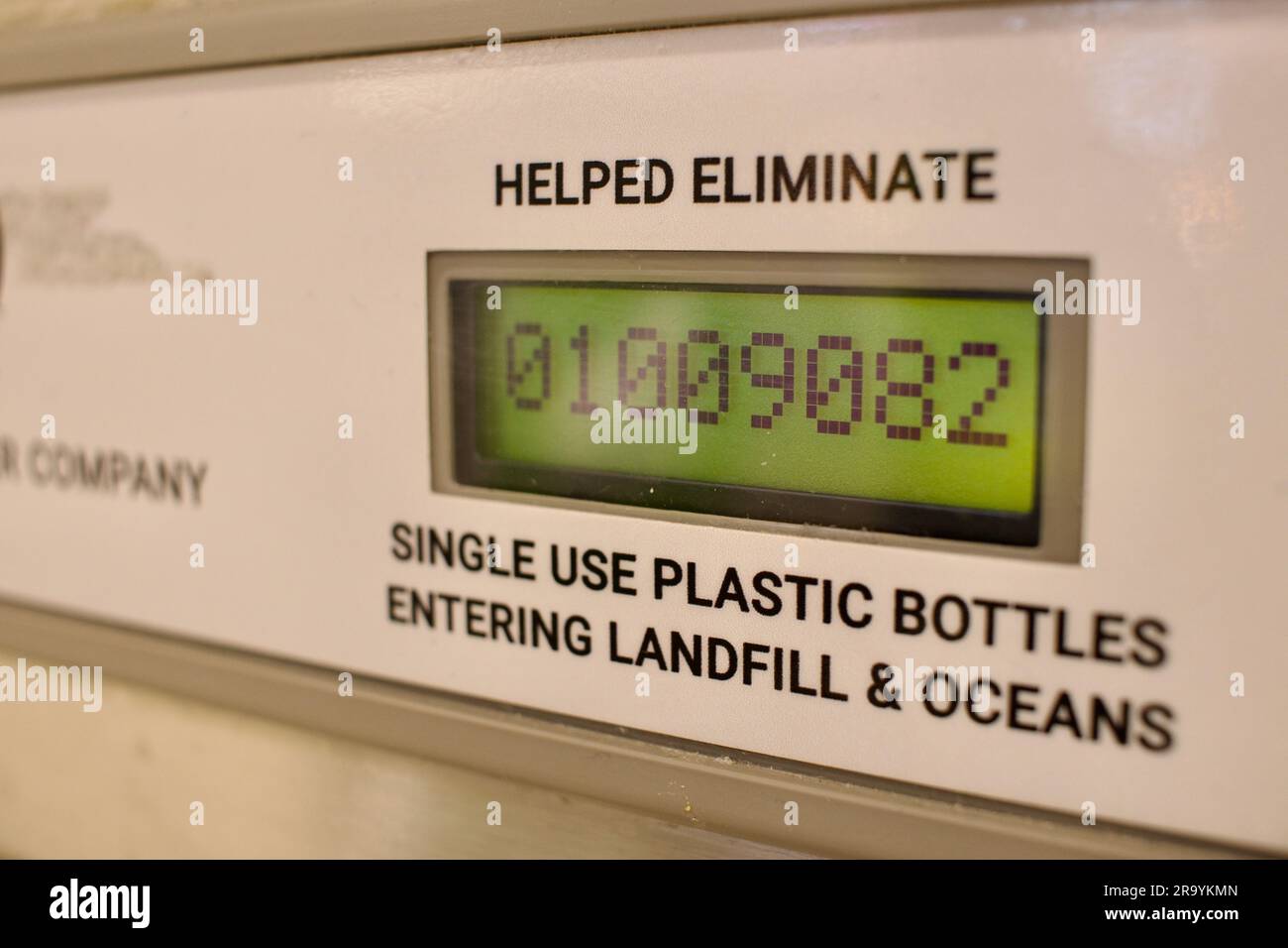 Counter on a water dispenser recording the number of single use plastic ...