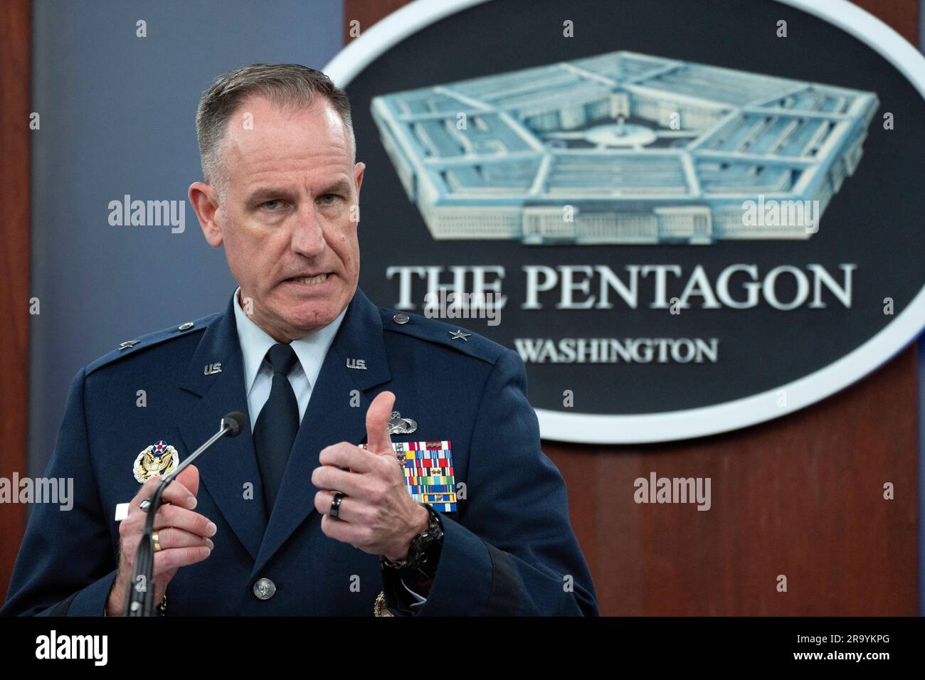 Pentagon spokesman Air Force Brig. Gen. Patrick Ryder speaks during a ...