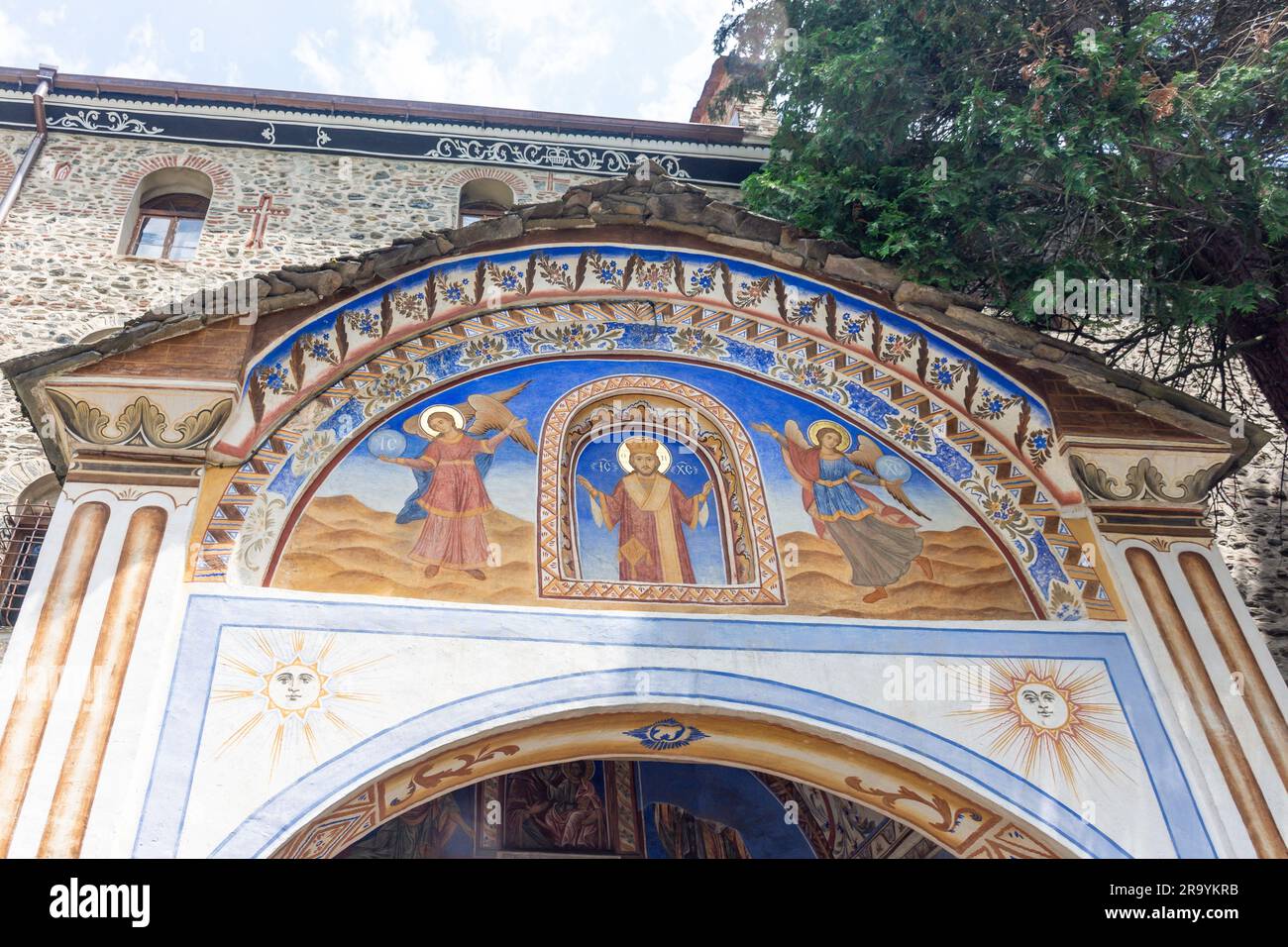 Entrance gate to 10th century Rila Monastery (Sveti Ivan Rilski), Rila ...