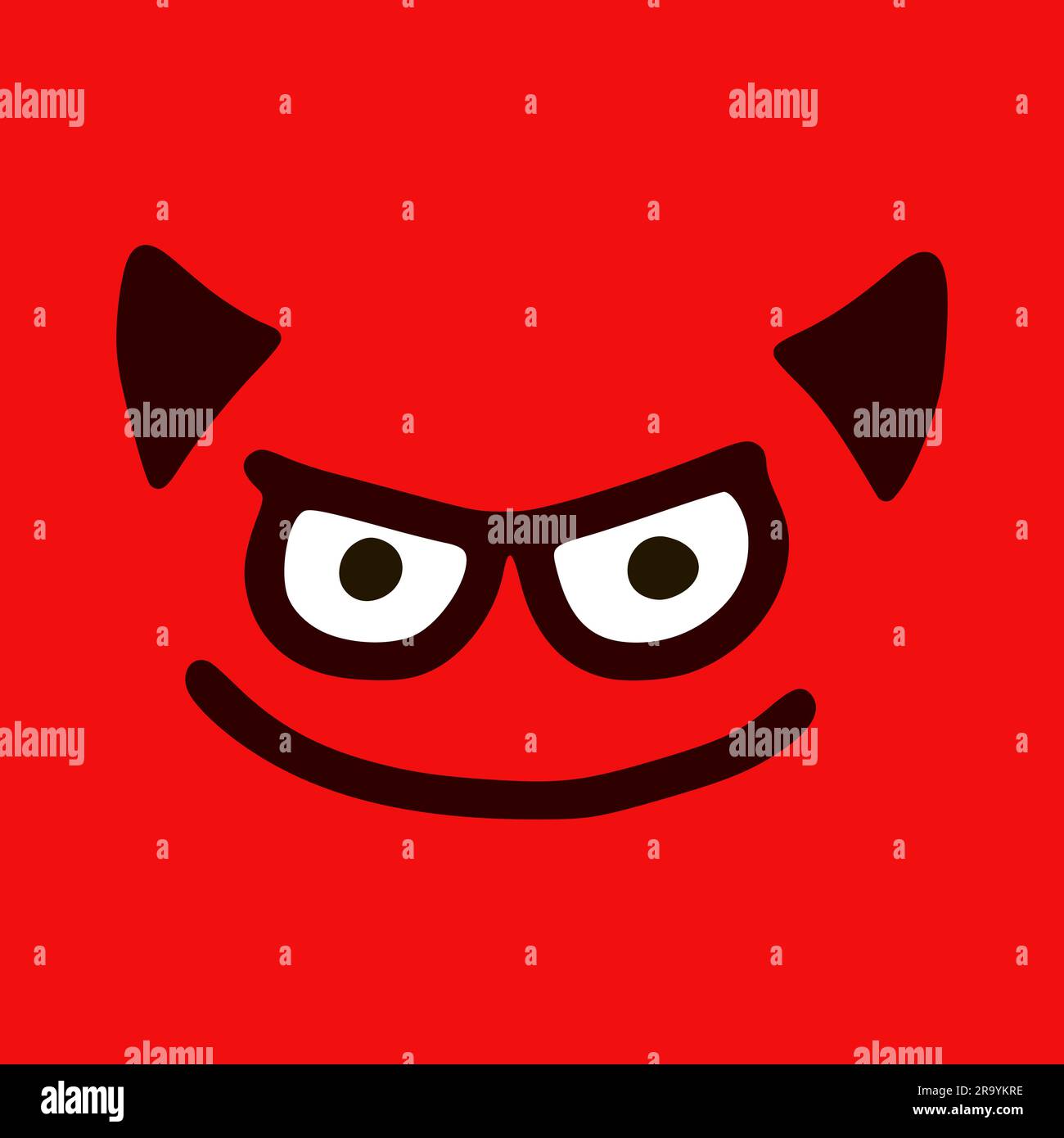 Damn emoticon in doodle style. Cartoon face expressions isolated on red ...