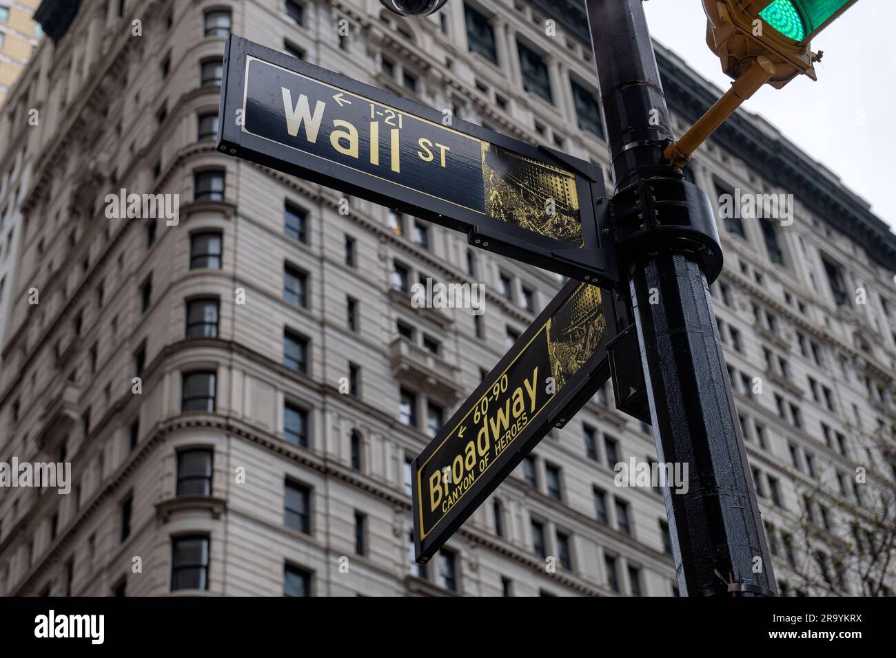 Wall street sign and Broadway sign in Manhattan, New York City, USA ...