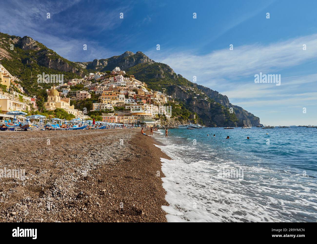 Beautiful Landscape with Positano town at famous amalfi coast, Italy ...