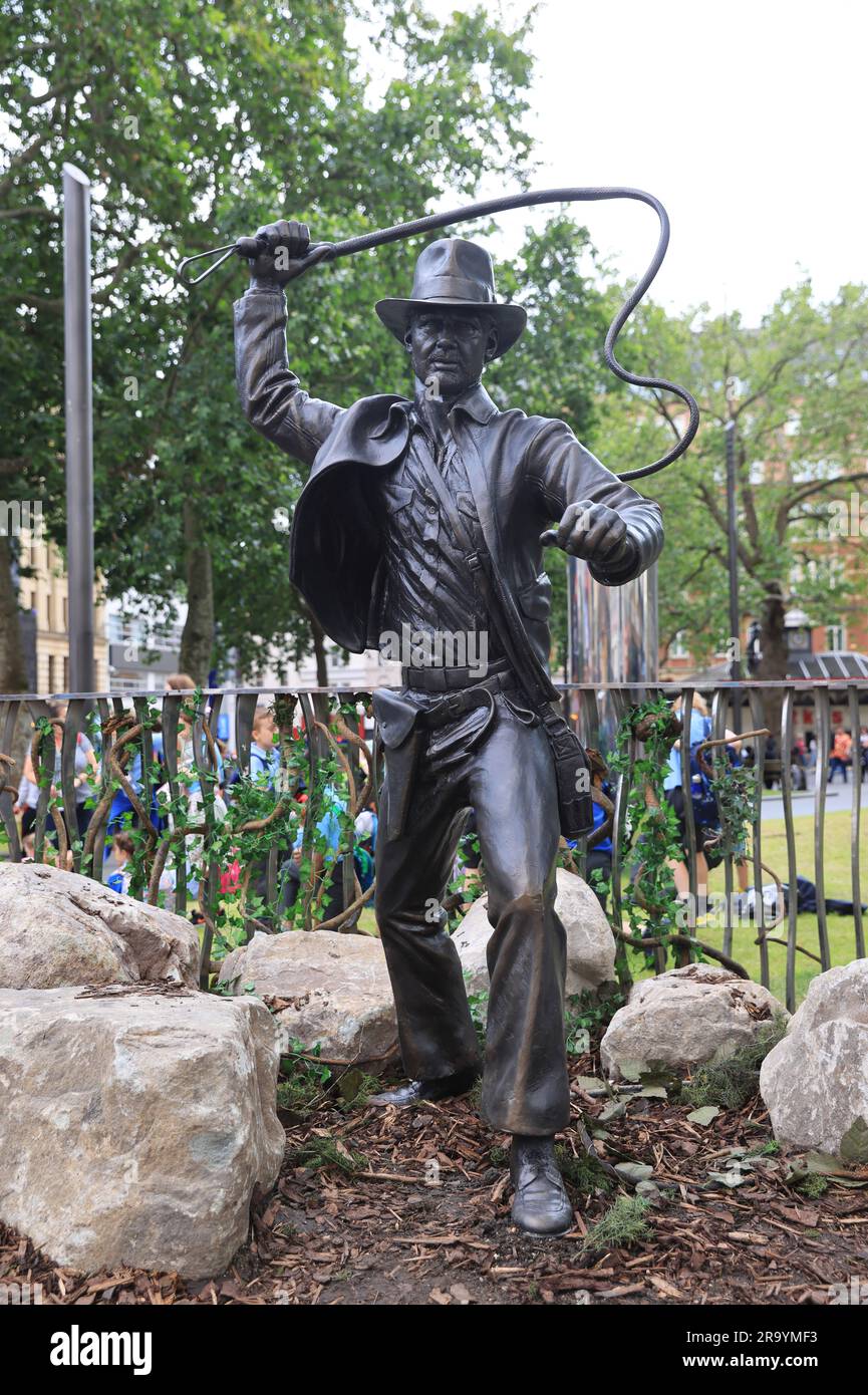 Bronze statue of Harrison Ford as Indiana Jones, his iconic explorer ...