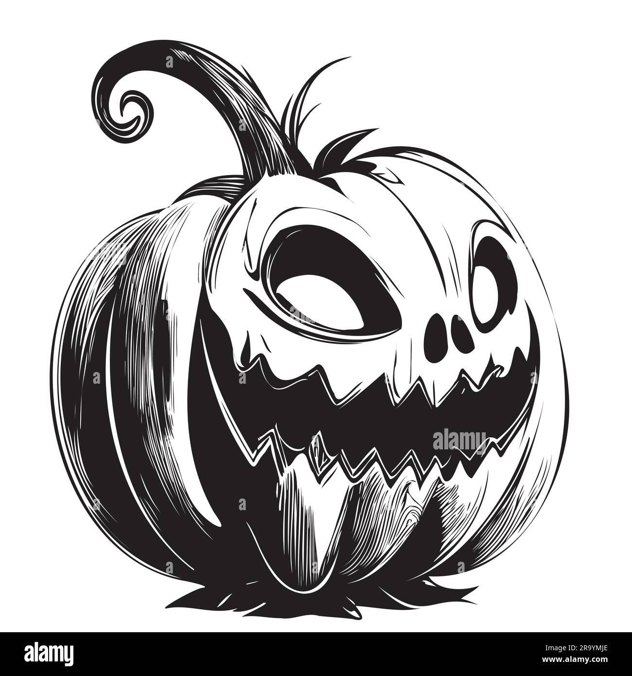 Laughing pumpkin sketch hand drawn in doodle style illustration Stock ...