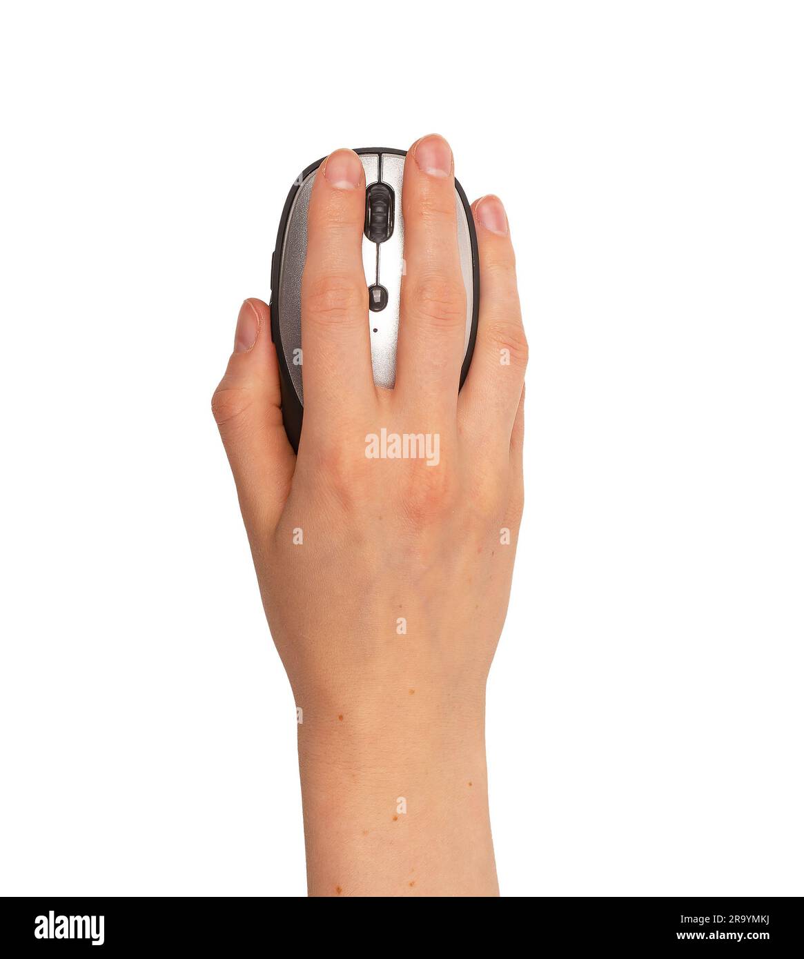 Hand palm lying on computer mouse isolated on white Stock Photo - Alamy
