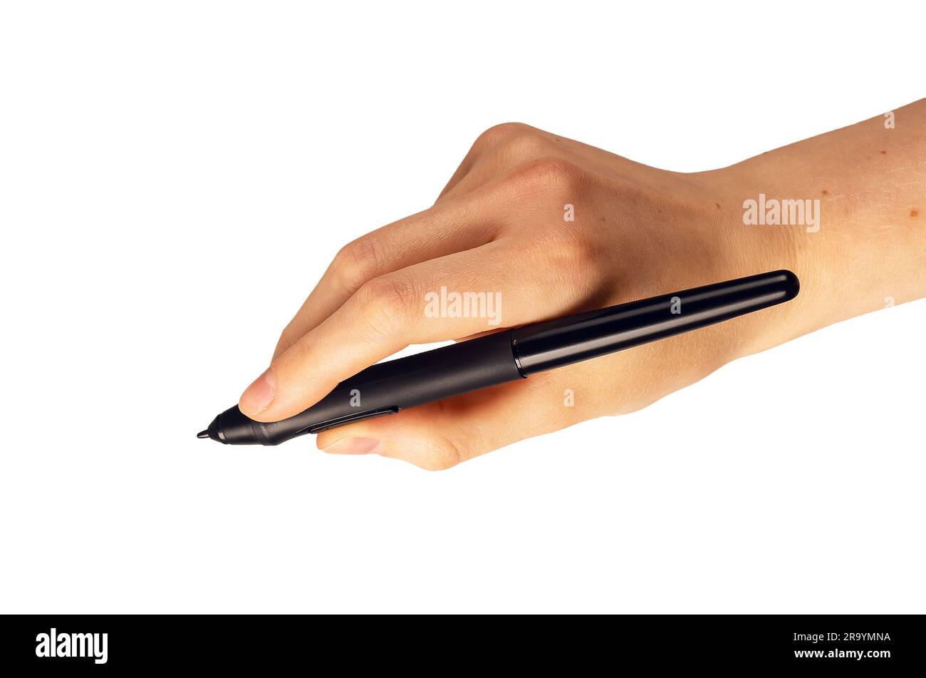 Hand holding stylus, pen tool isolated on white background Stock Photo ...