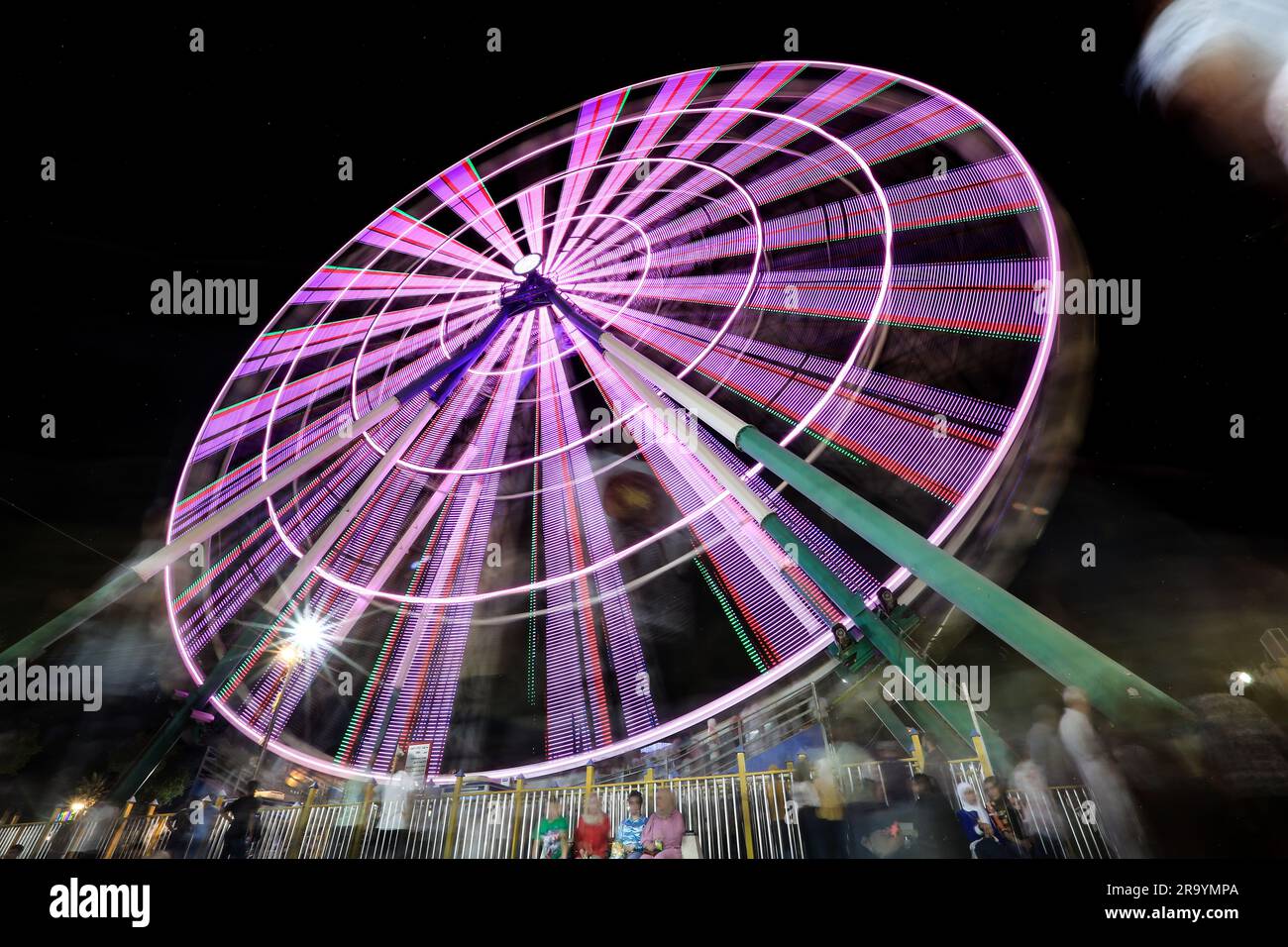 Baghdad, Iraq. 29th June, 2023. The Ferris Wheel spins at Al-Zawraa ...
